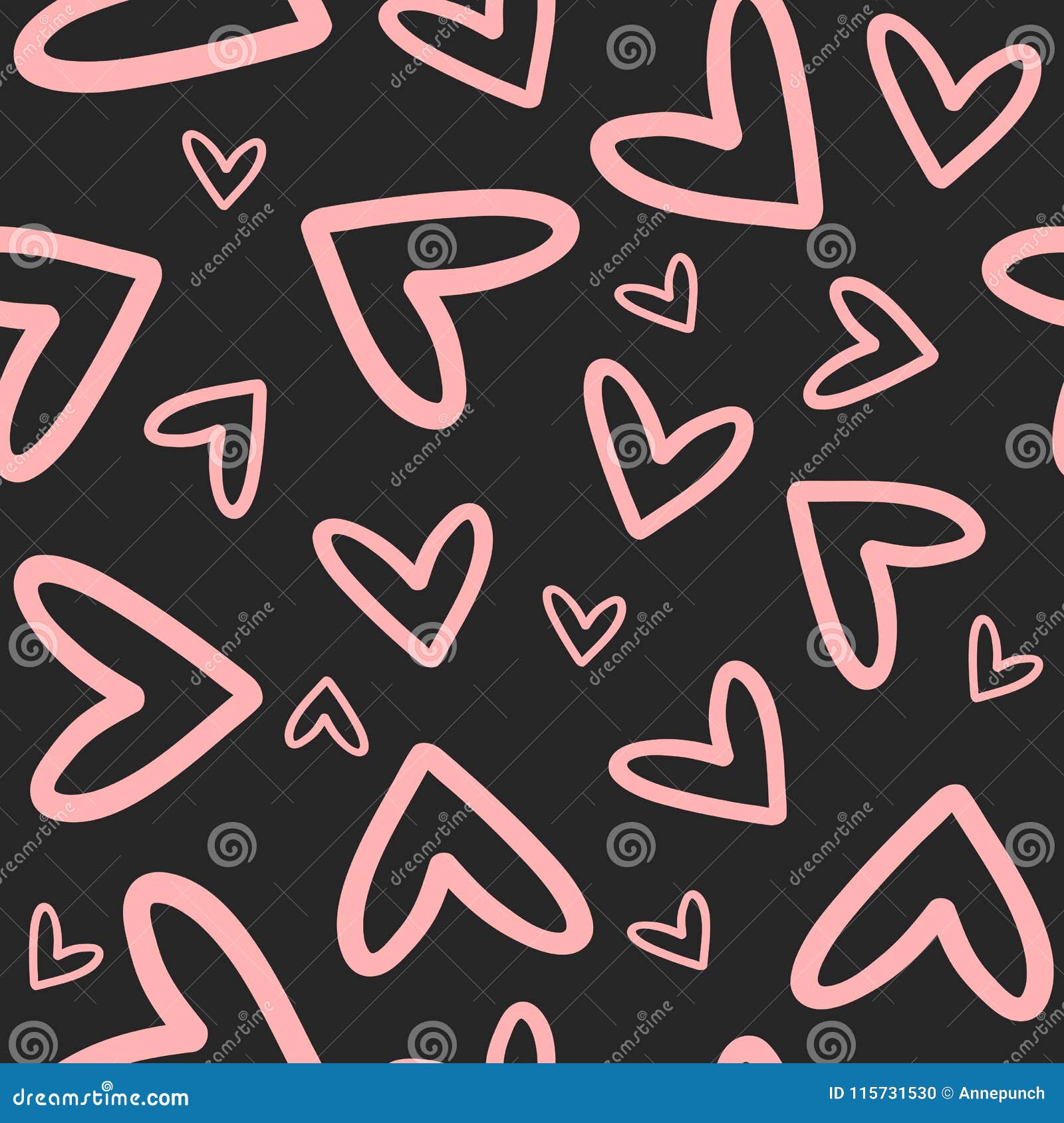Repeated Outlines of Hearts Drawn by Hand. Romantic Seamless Pattern ... Repeated Outlines of Hearts Drawn by Hand. Romantic Seamless Pattern ...