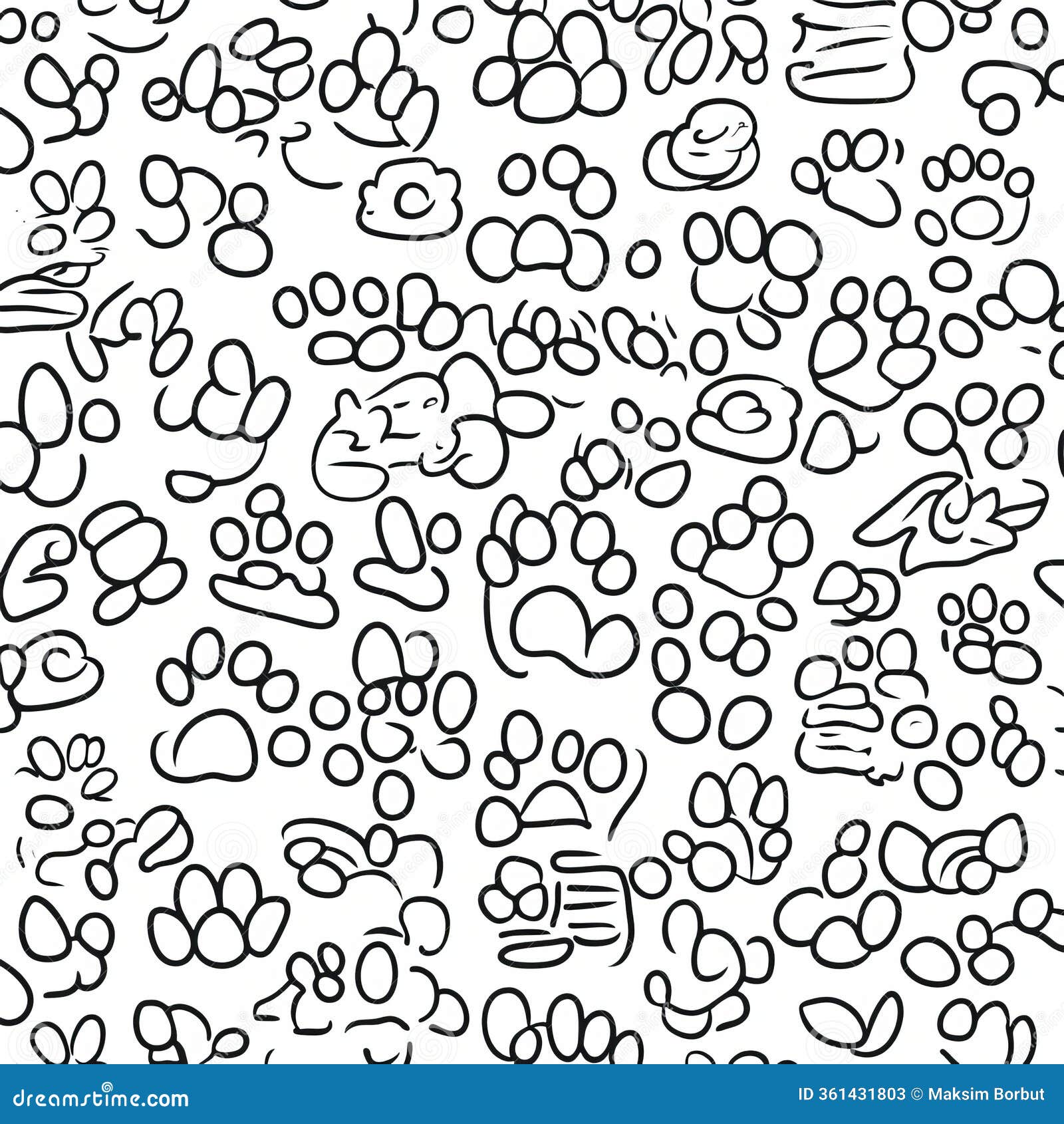 A Repeated Pattern of Grey Paw Prints Adorns a Seamless Grey Fabric ...