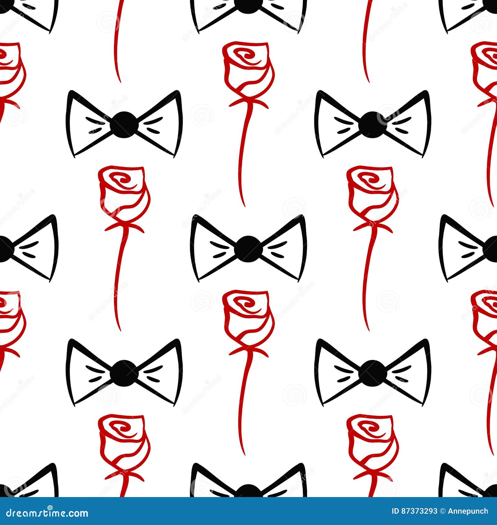 Repeated Roses and Bows. Seamless Pattern Stock Vector - Illustration ...