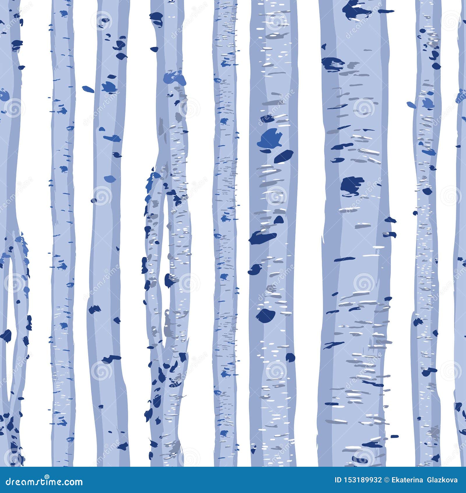 Repeated Seamless Pattern of Blue Birch Trees Stock Vector ...