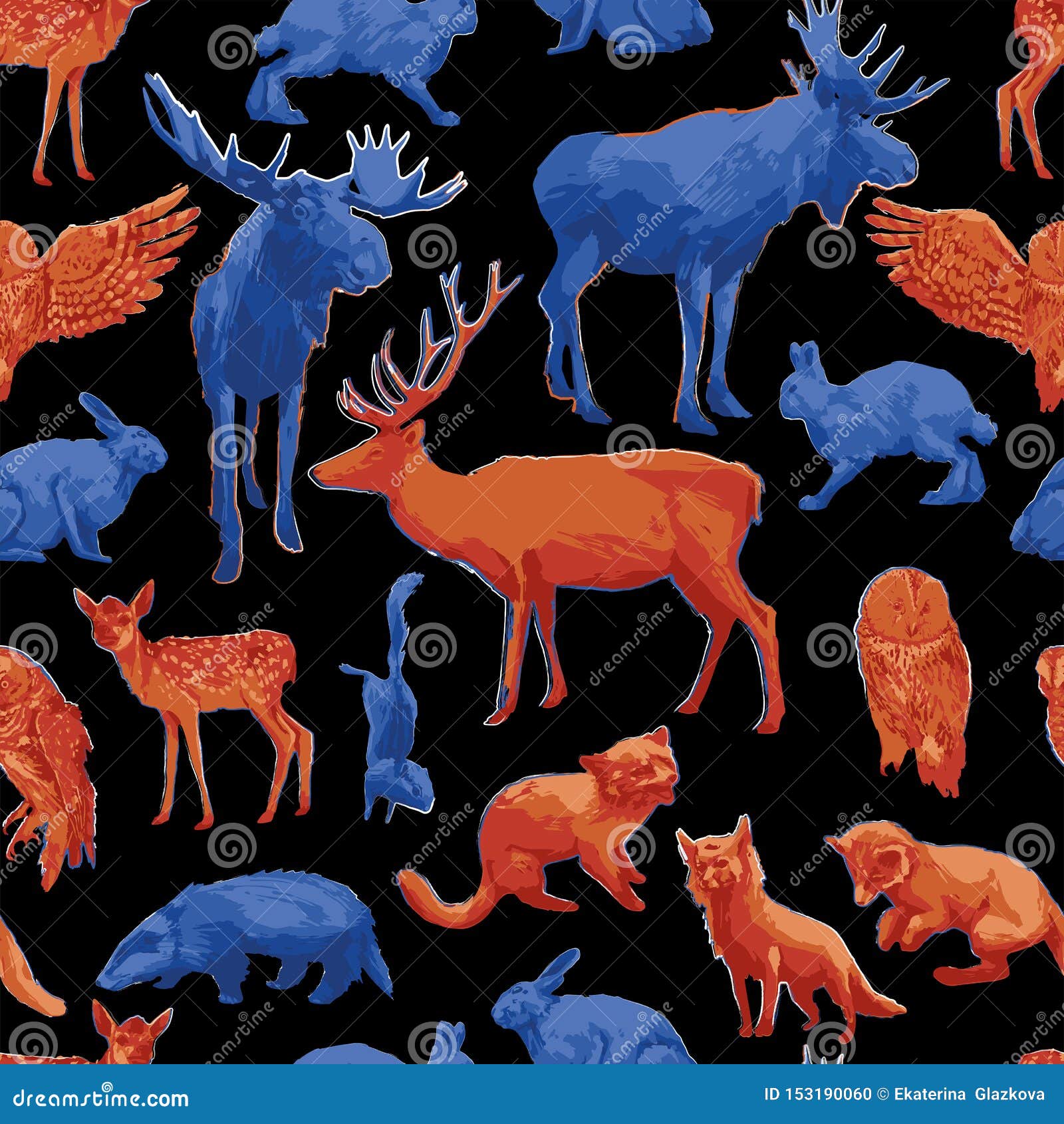 Repeated Seamless Pattern of Different Forest Animals Stock Vector ...