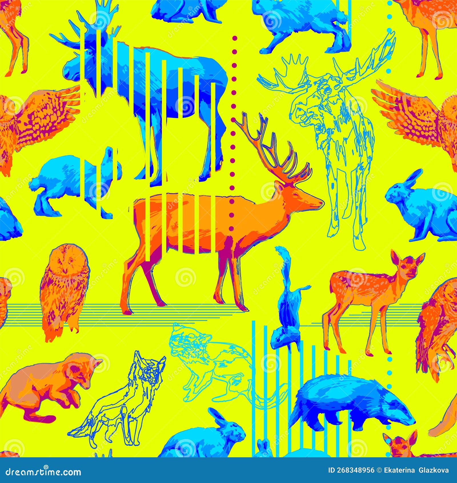 Repeated Seamless Pattern of Different Forest Animals Stock Vector ...