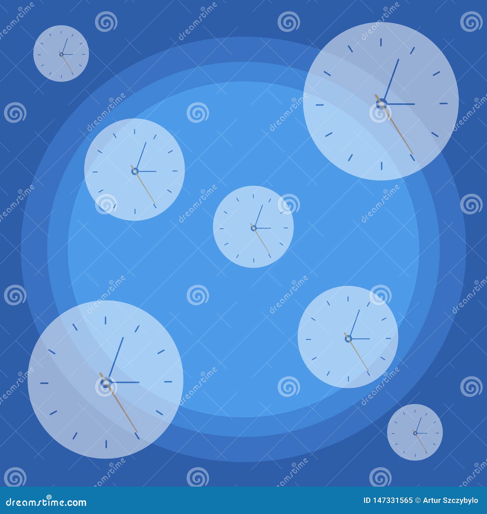 Repeated SemiTransparent Watch Face Clock Dial of Different Size ...