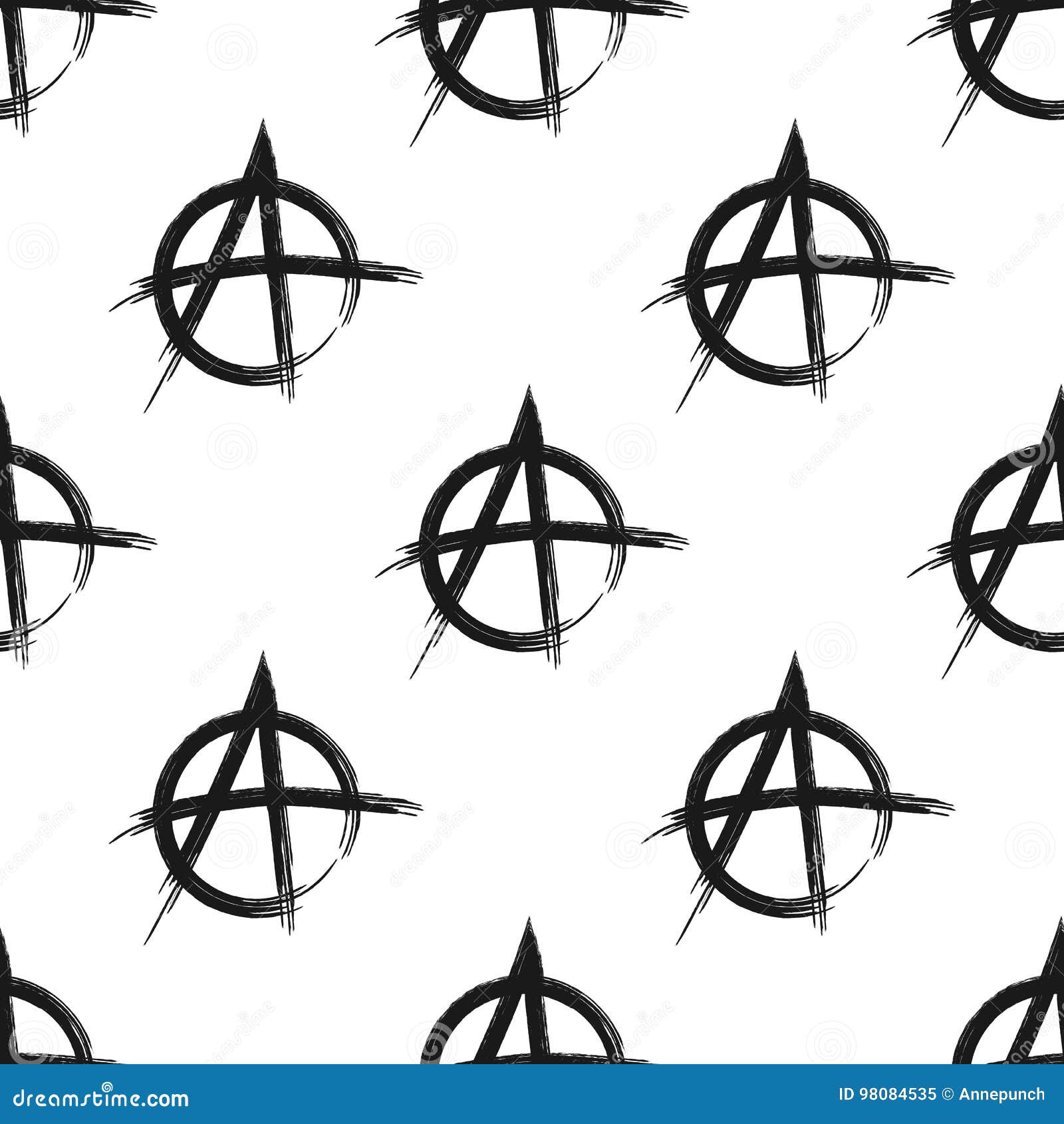 Repeated Sign of Anarchy. Seamless Pattern. Painted by Hand with Rough ...