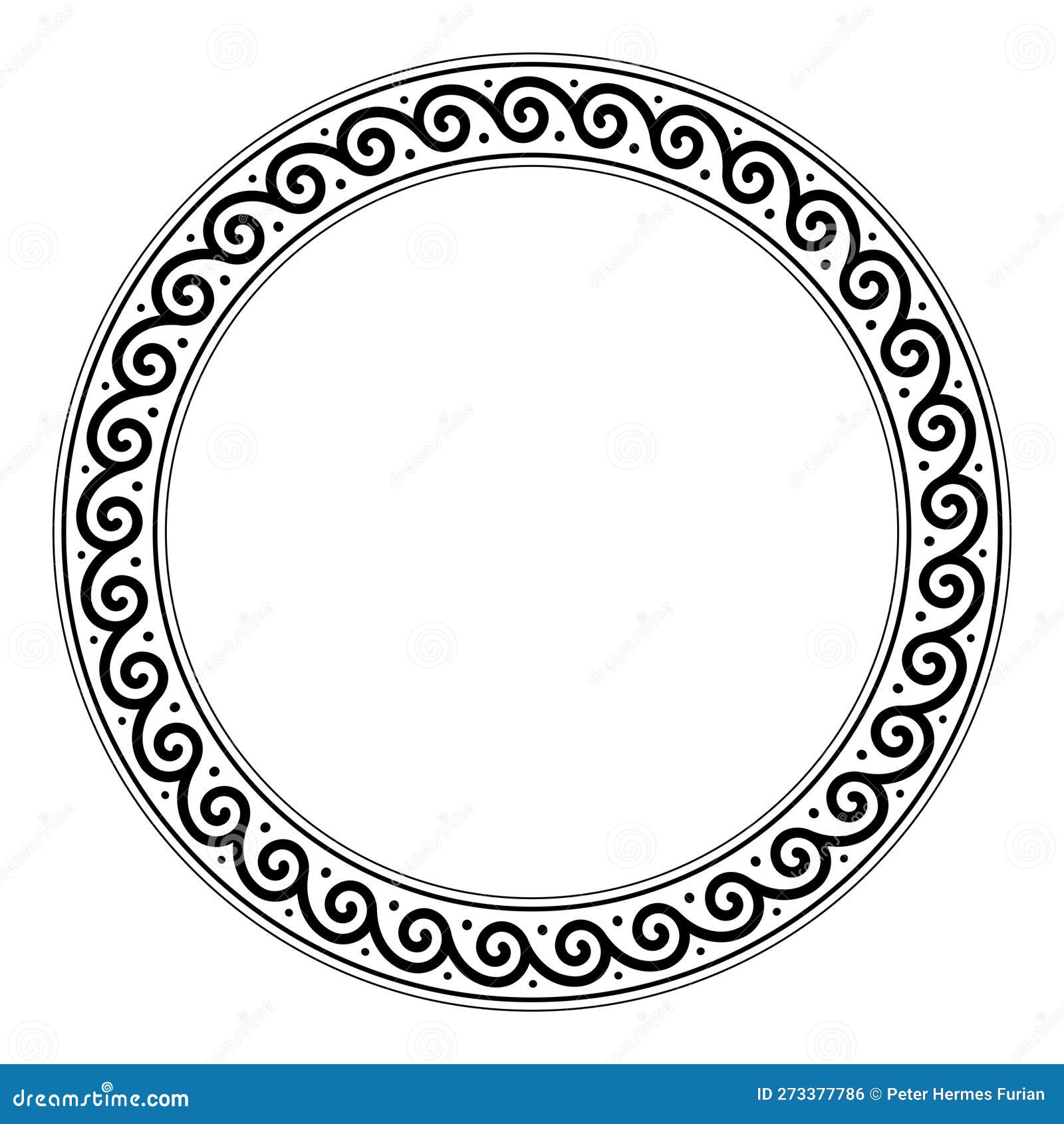 Repeating Spiral Pattern, Circle Frame and Decorative Circular Border ...