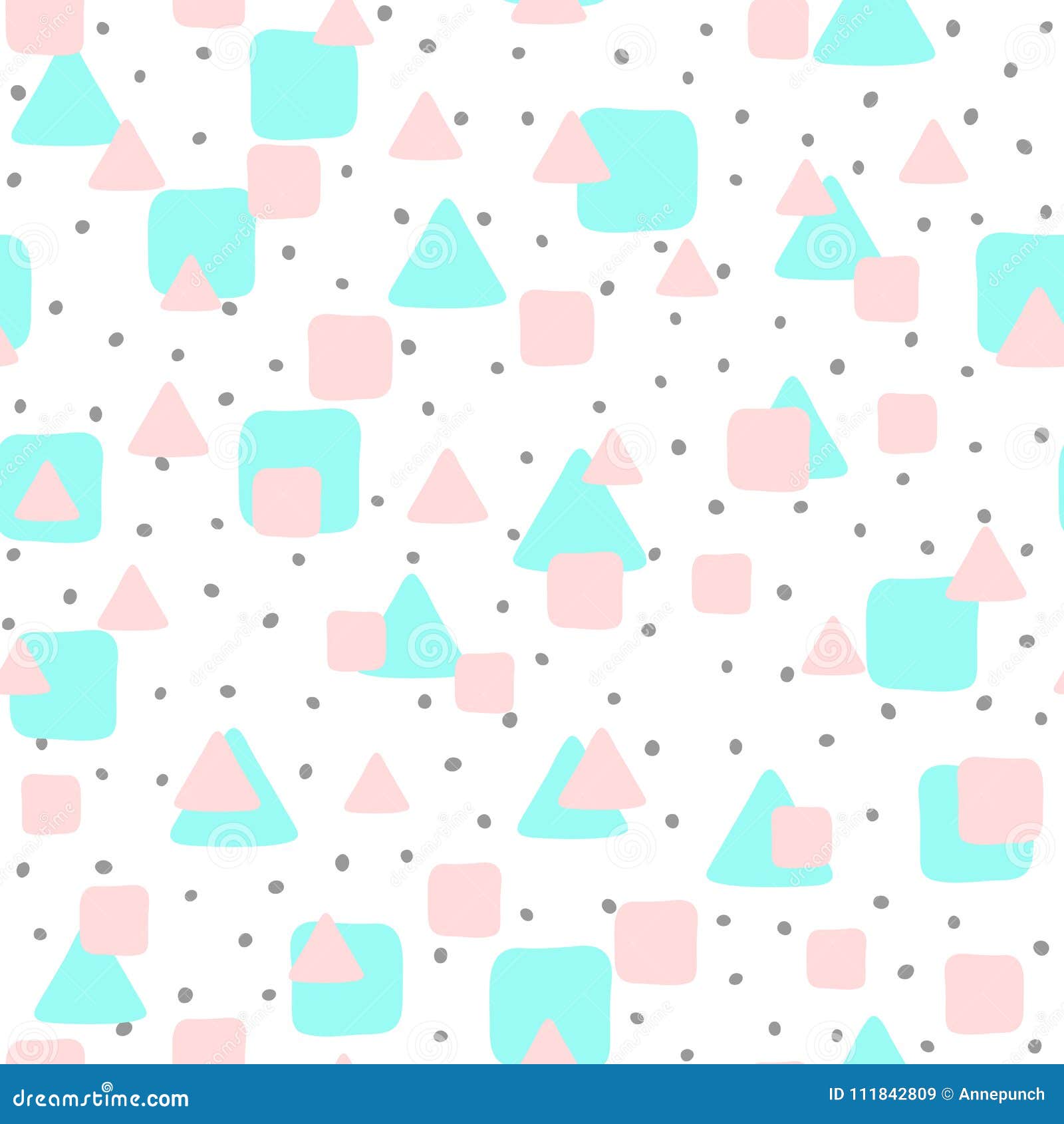 Repeated Squares, Triangles and Irregular Polka Dots Drawn by Hand ...