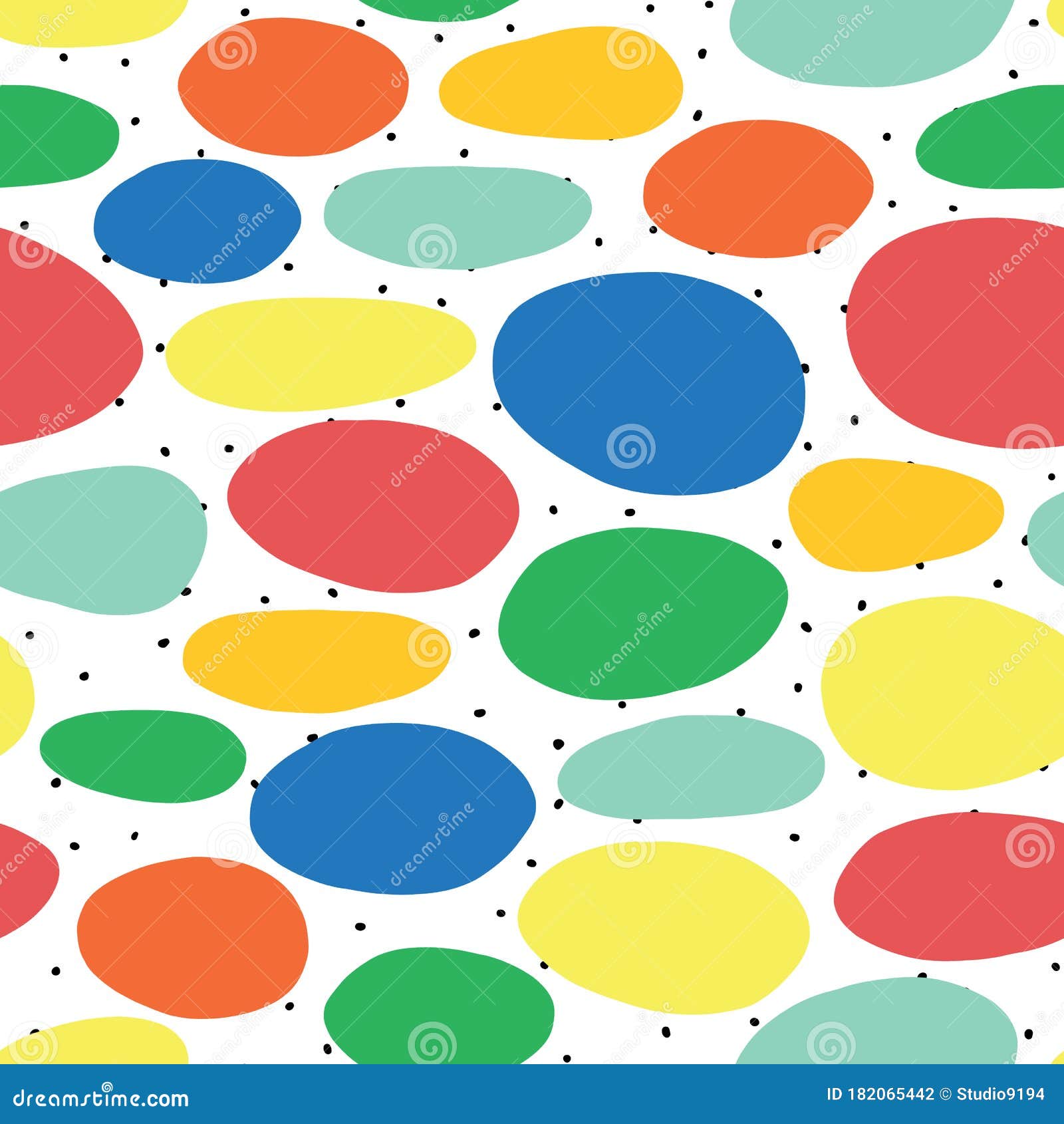 Repeating Abstract Kids Background with Organic Dot Shapes Blue, Red ... Repeating Abstract Kids Background with Organic Dot Shapes Blue, Red ...