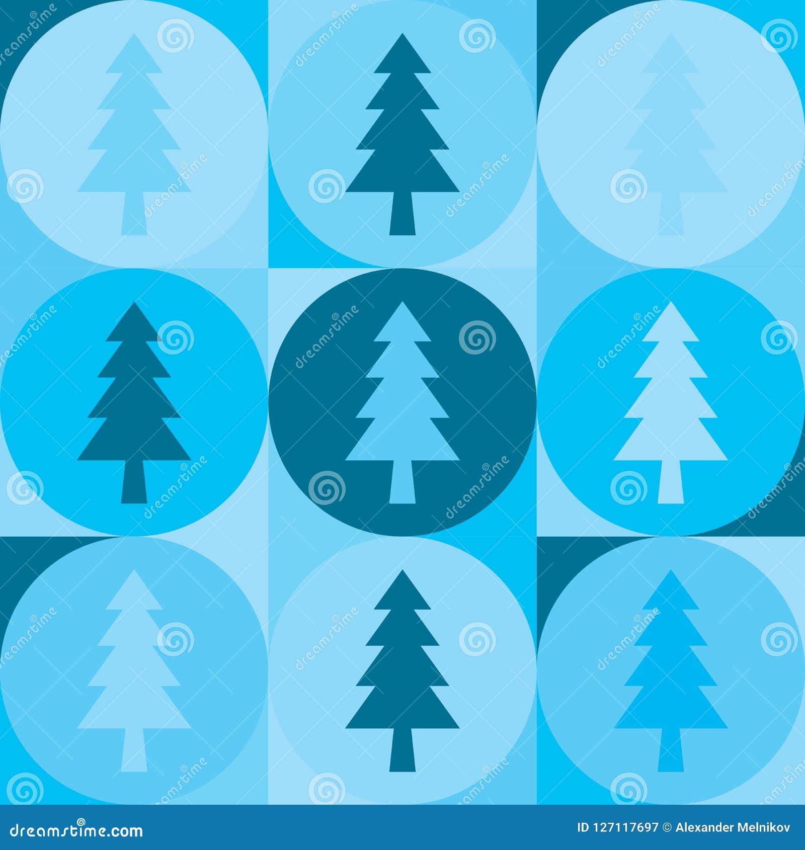 Repeating Background from Circles and Fir-trees Stock Vector ...
