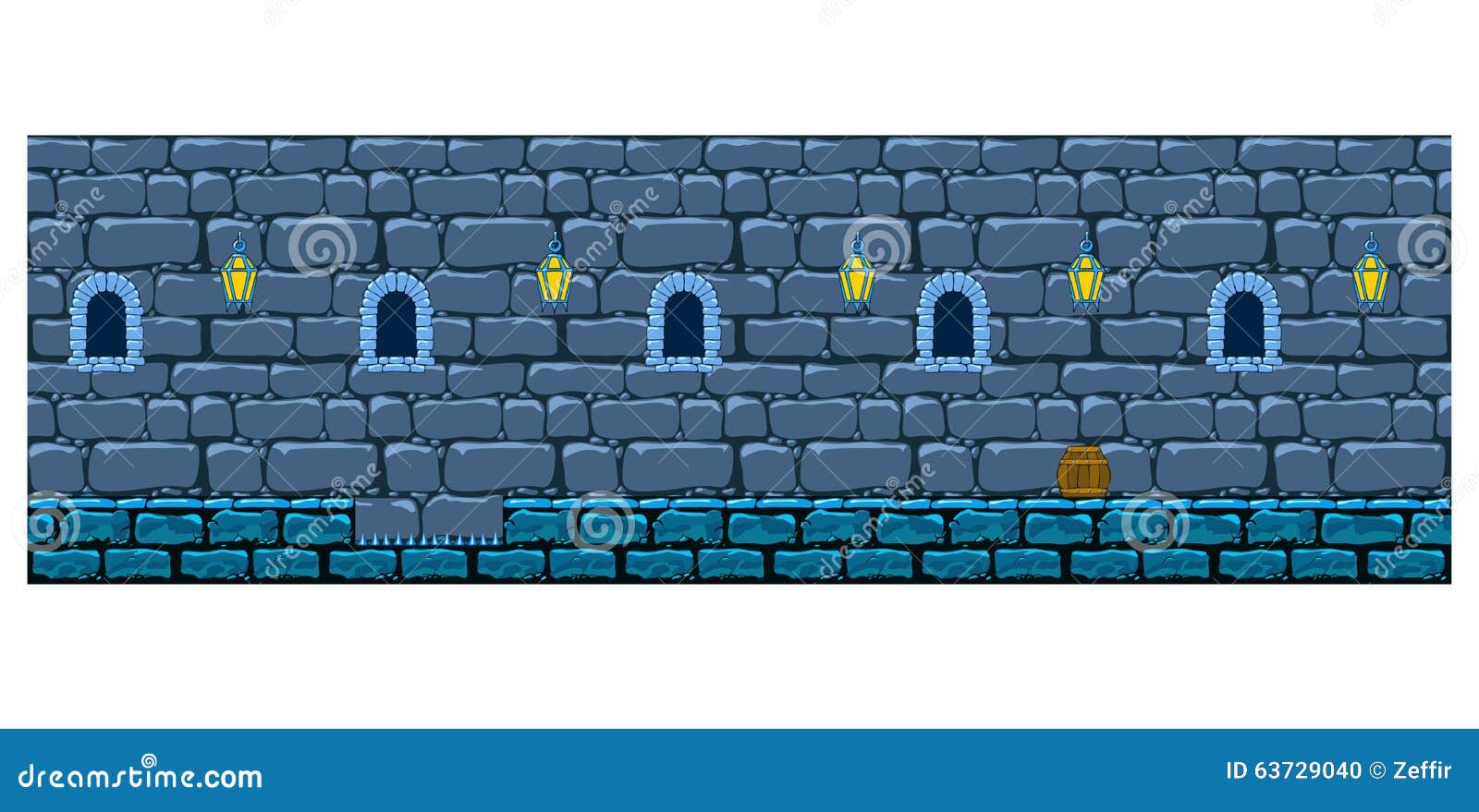 Repeating Background Stone Wall of the Castle. Stock Illustration ...