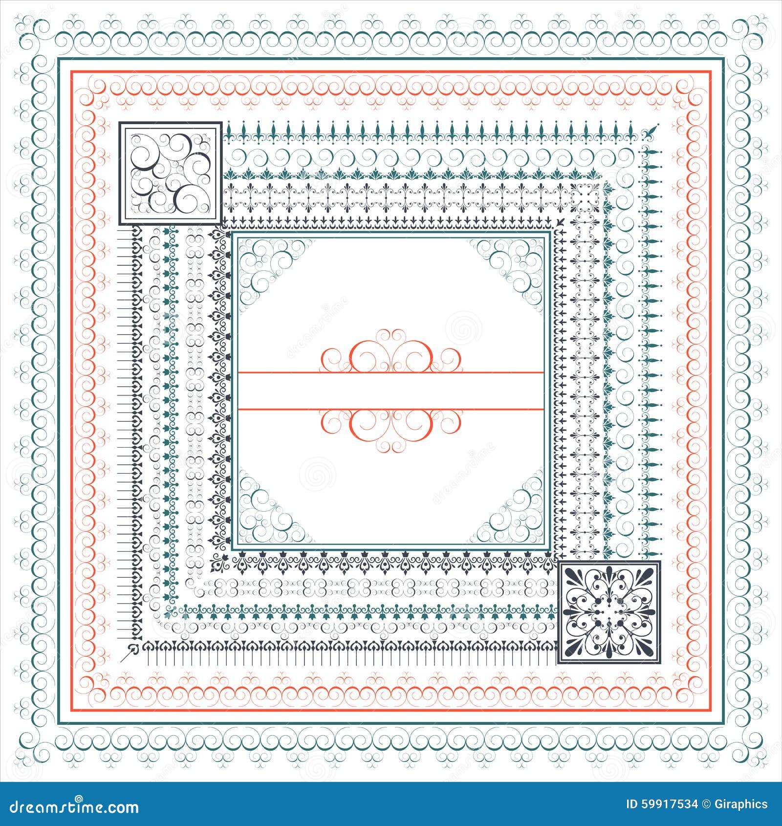 Repeating Border Set stock vector. Illustration of pattern - 59917534