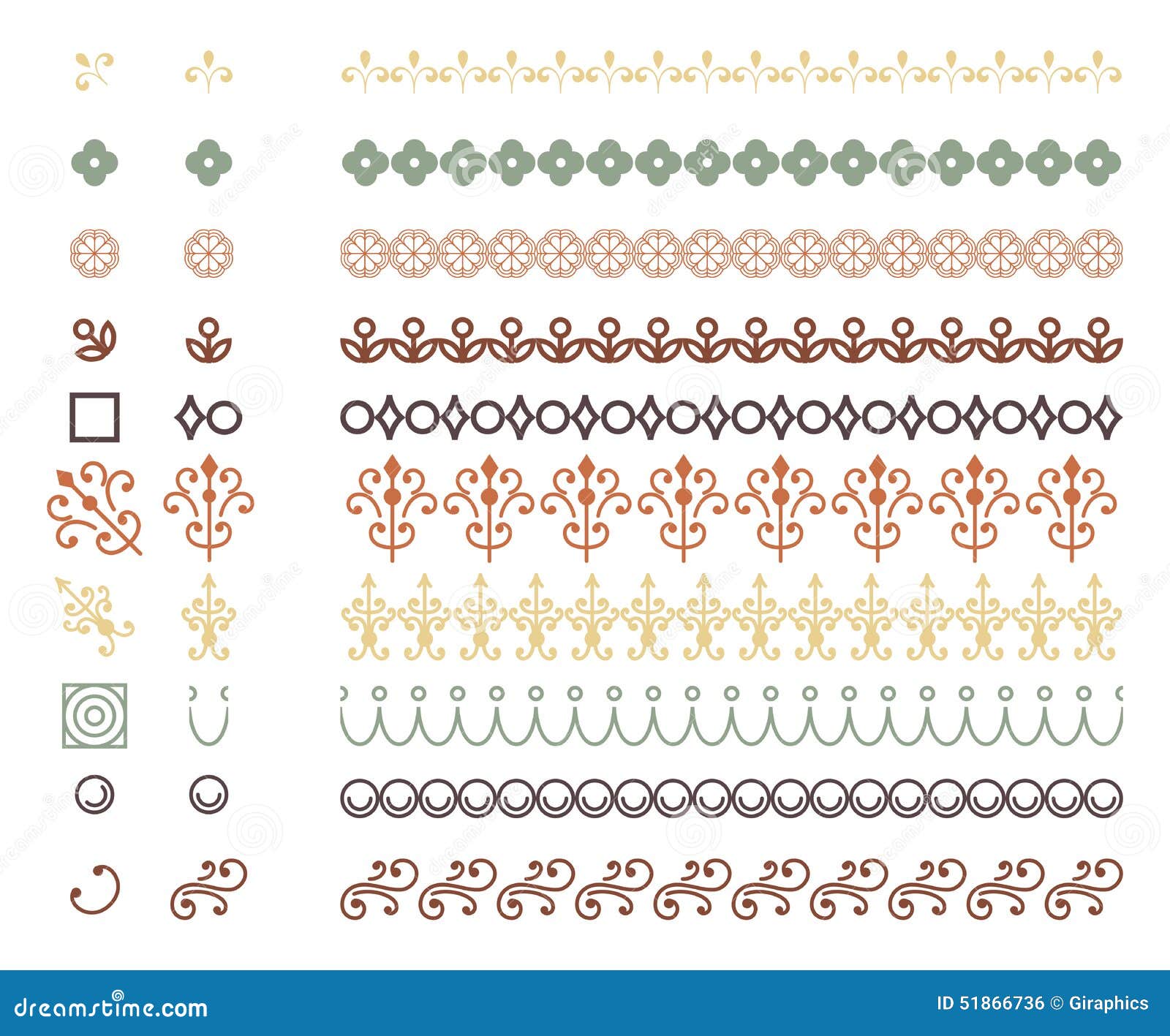 Repeating Borders Set stock vector. Illustration of curl - 51866736