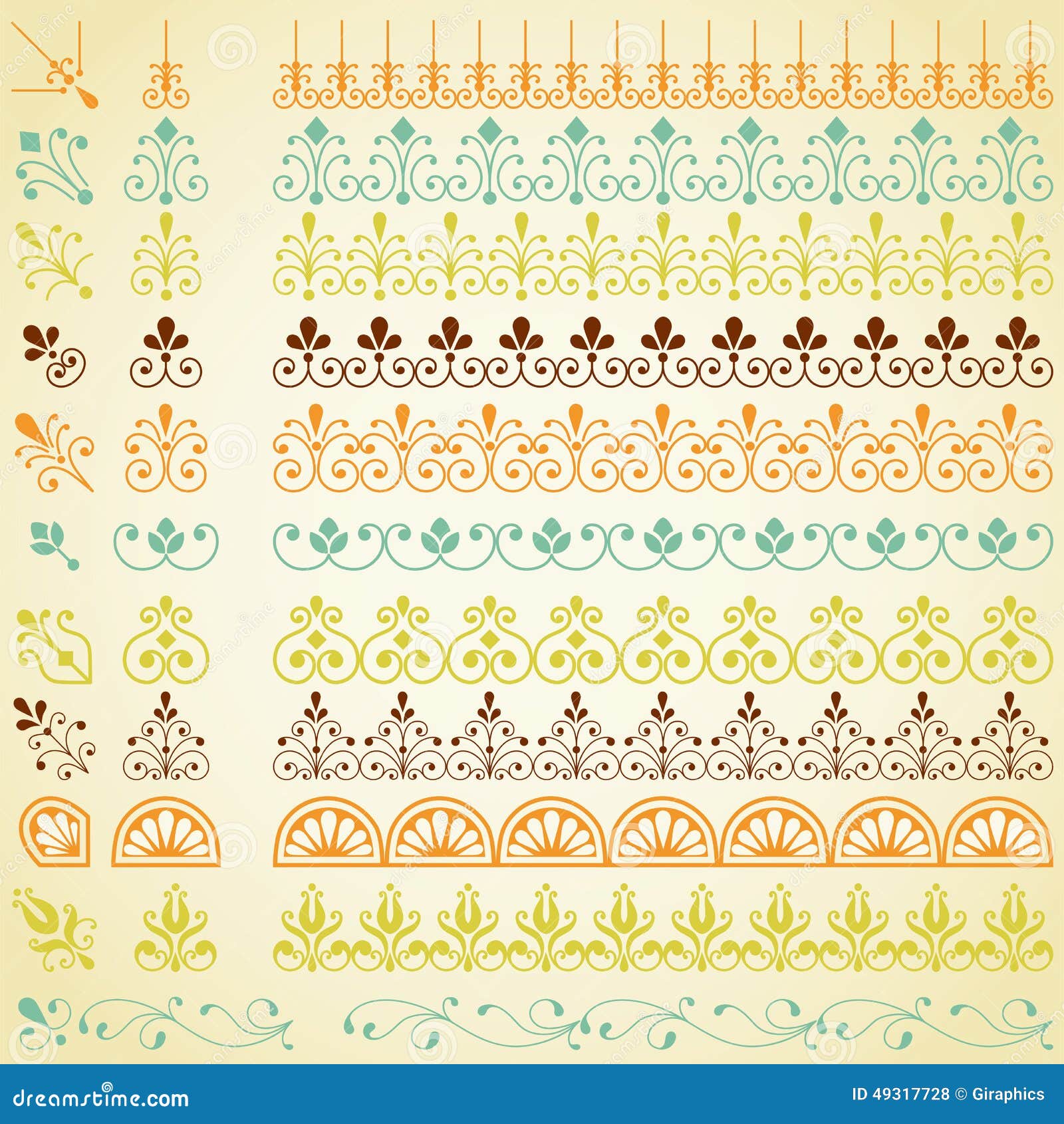 Repeating Borders Set stock vector. Illustration of ornament - 49317728