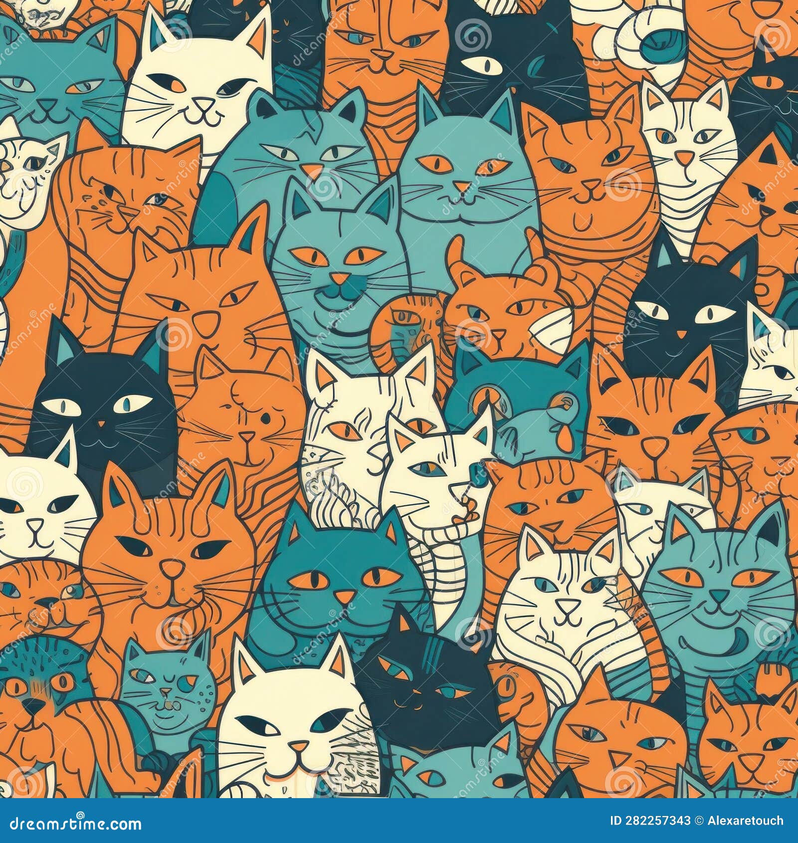 Repeating Cat Pattern.Neural Network AI Generated Stock Illustration ...