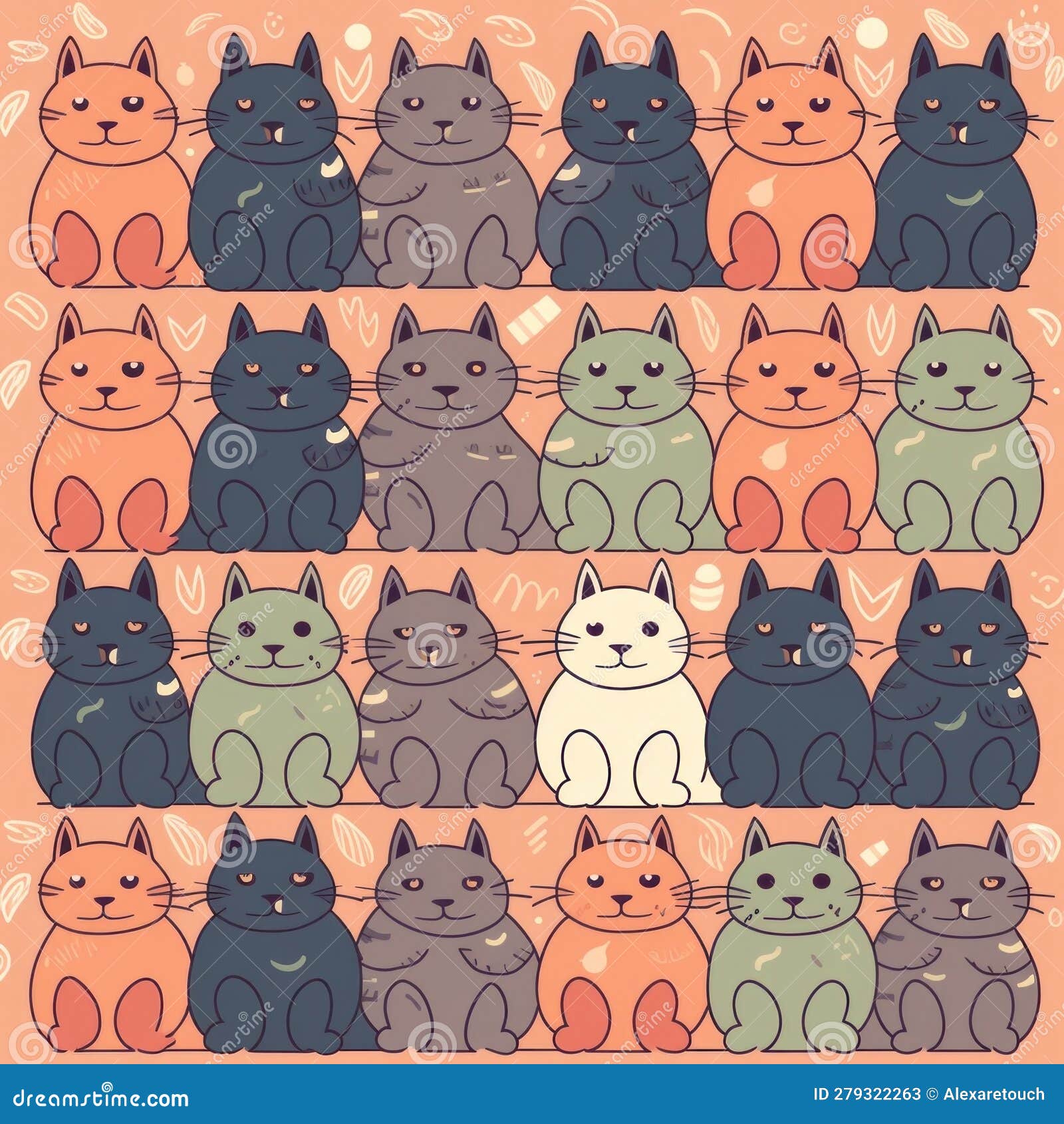 Repeating Cat Pattern.Neural Network AI Generated Stock Illustration ...