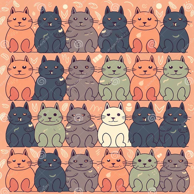 Repeating Cat Pattern.Neural Network AI Generated Stock Illustration ...