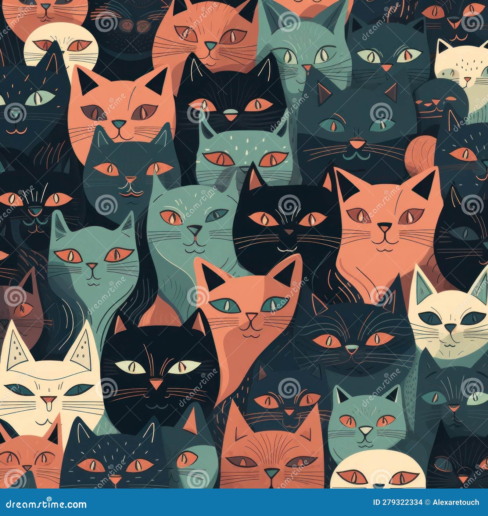 Repeating Cat Pattern.Neural Network AI Generated Stock Illustration ...