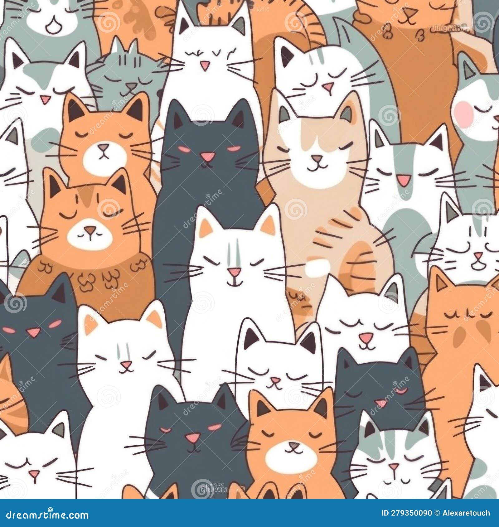 Repeating Cat Patternneural Network Ai Generated Stock Illustration