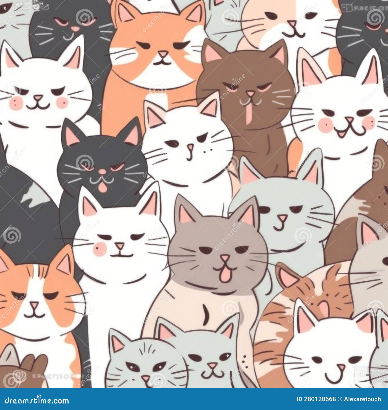 Repeating Cat Pattern.Neural Network AI Generated Stock Illustration ...