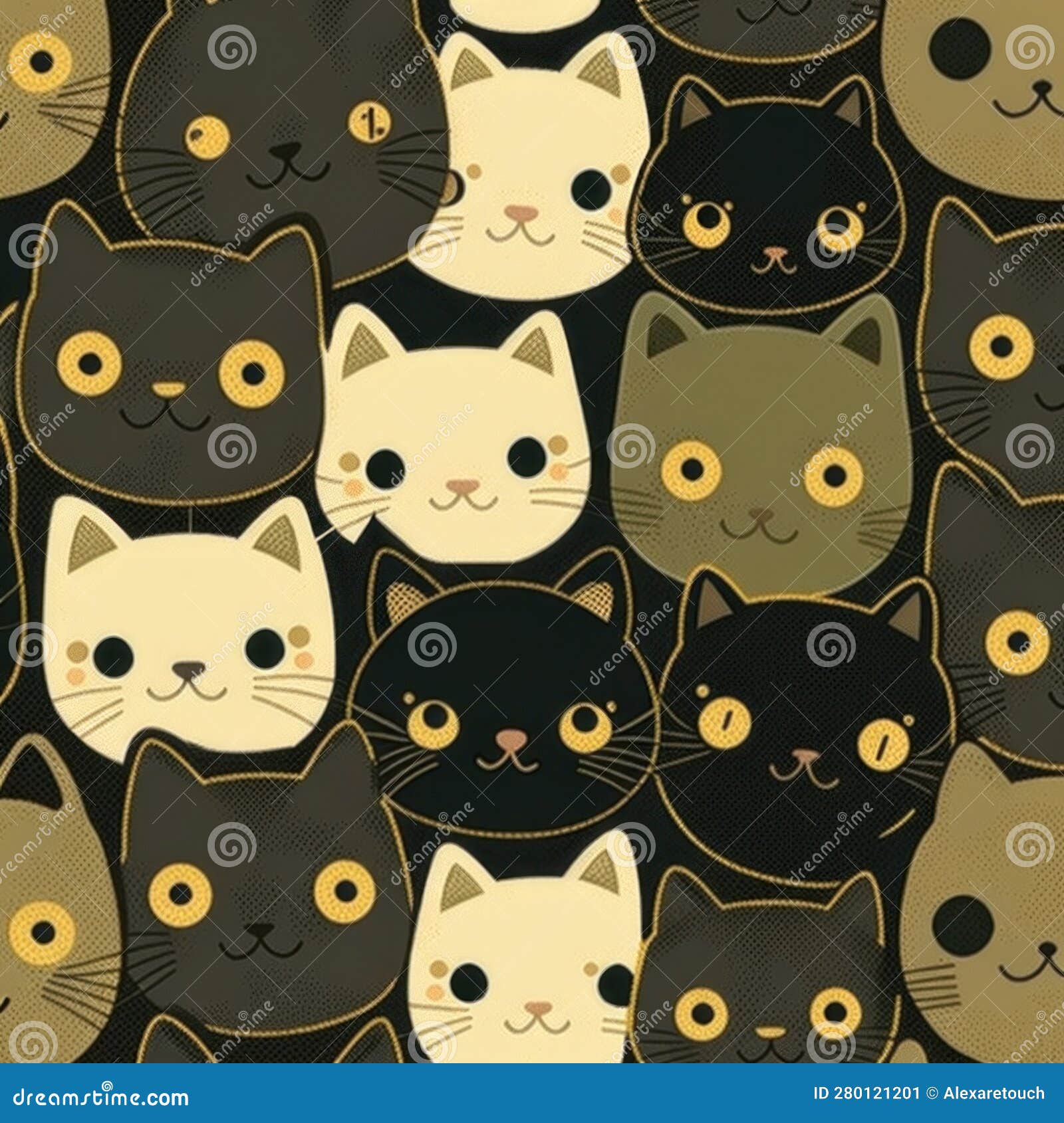 Repeating Cat Patternneural Network Ai Generated Stock Illustration