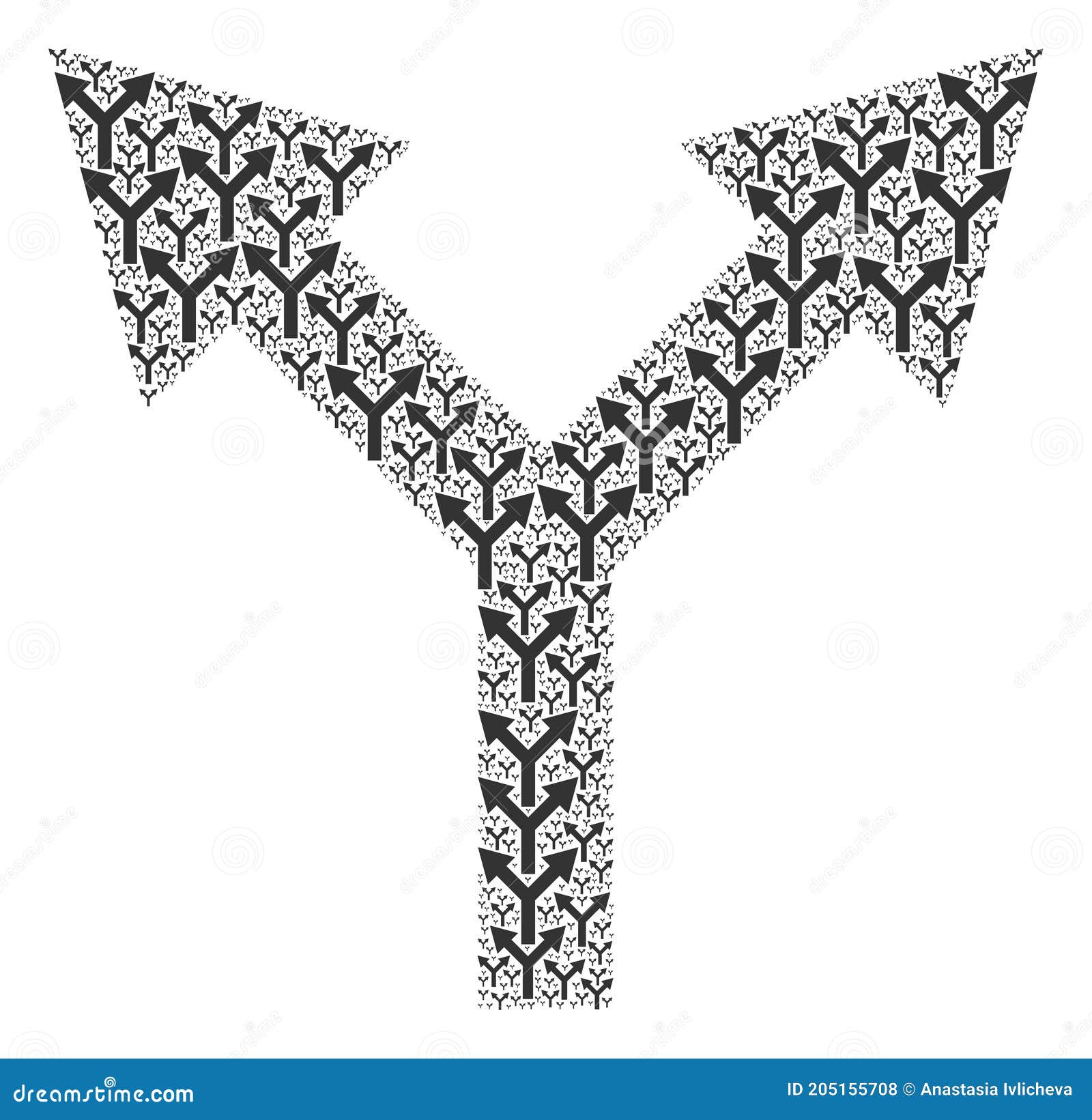 Bifurcation Arrow Up Recursive Collage of Itself Icons Stock Vector ...