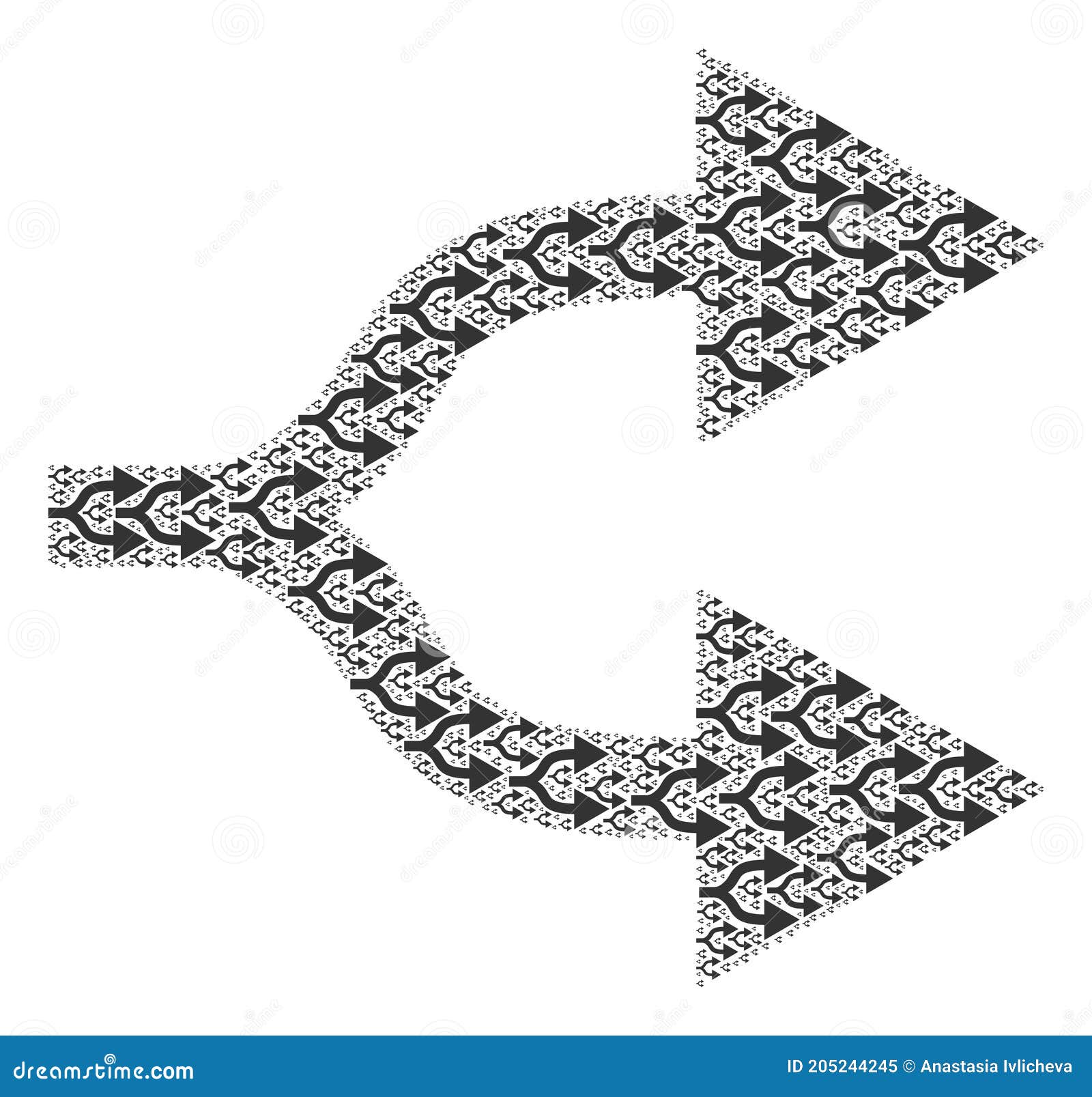 Split Arrows Right Recursion Composition of Itself Icons Stock Vector ...