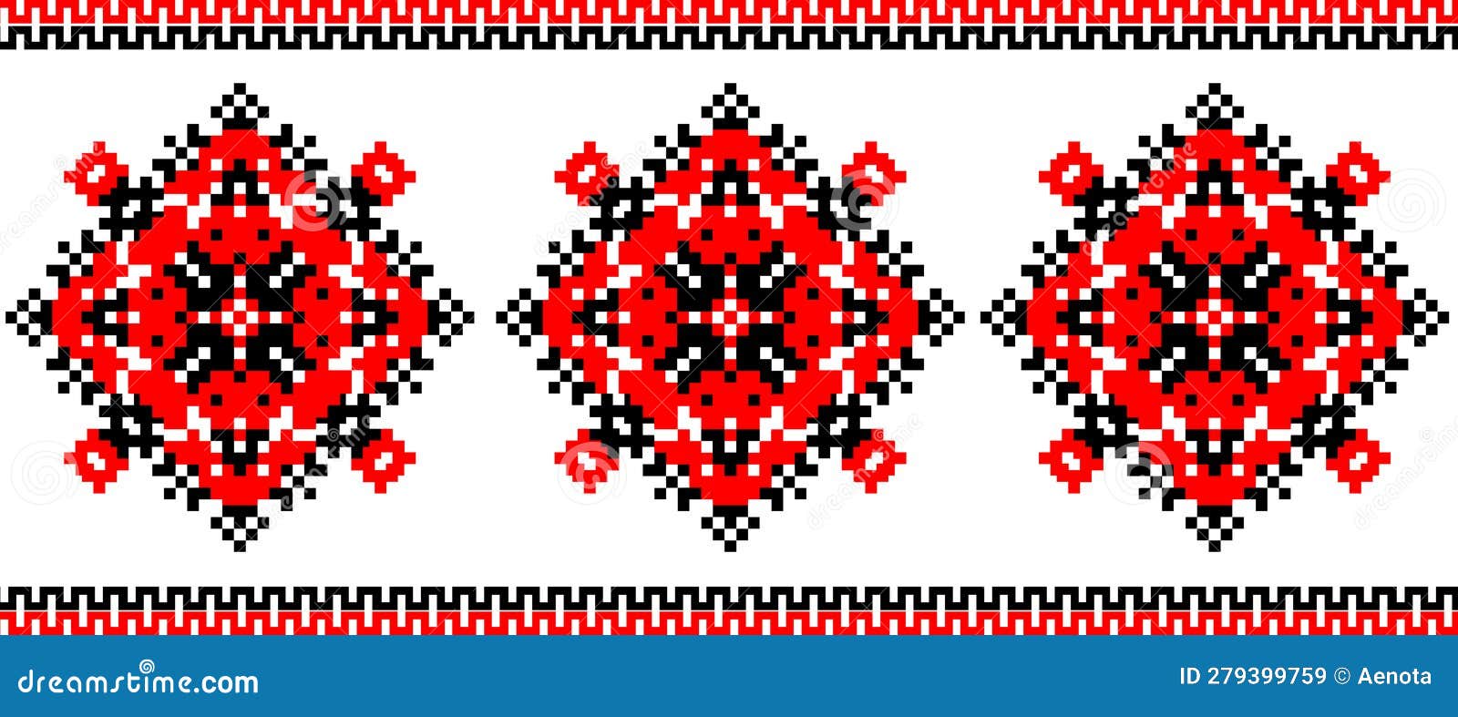 Repeating Cross-stitch Embroidered Folk Vector Border Stock Vector ...