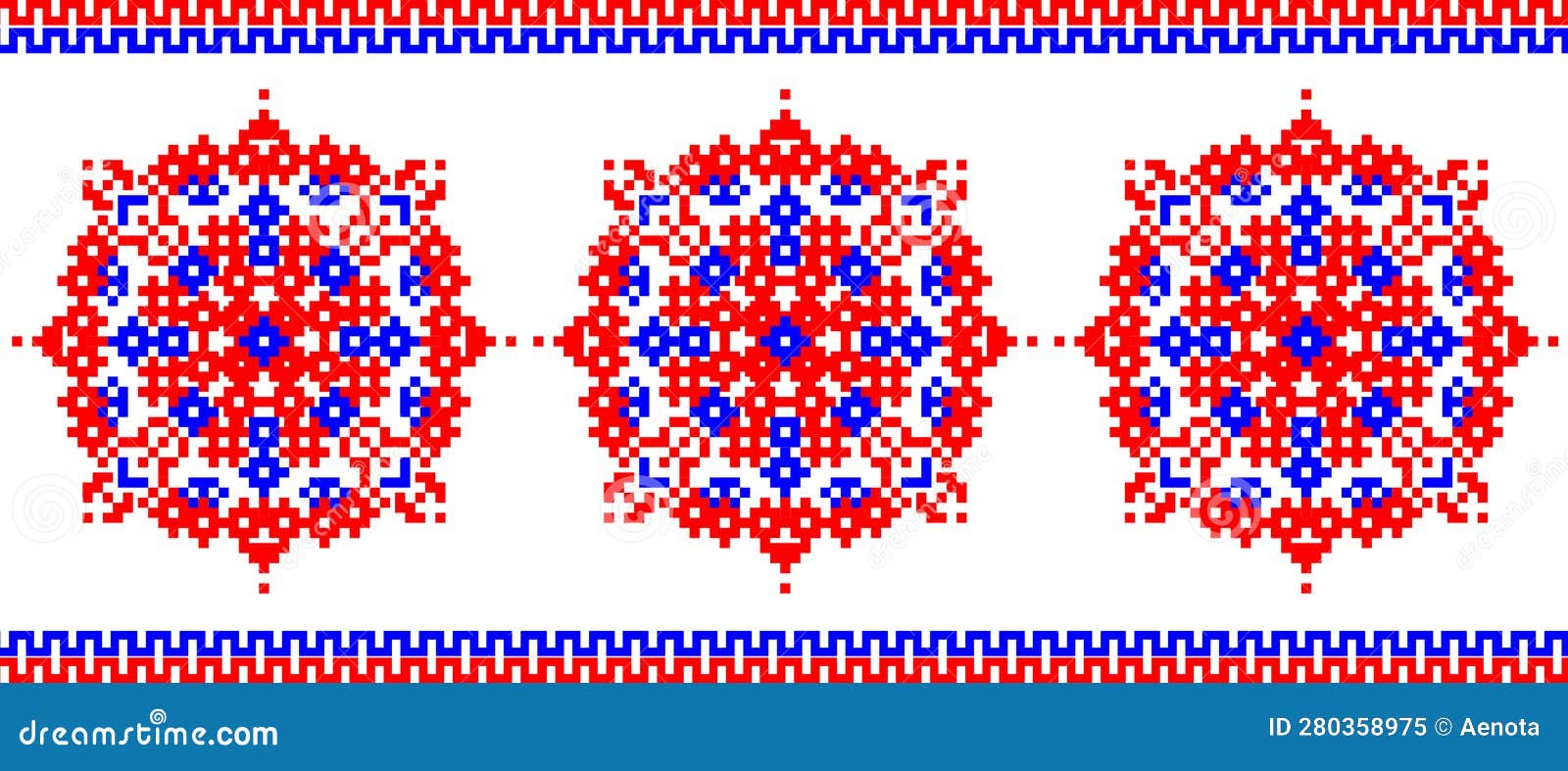 Repeating Cross-stitch Embroidered Folk Vector Border Stock Vector ...