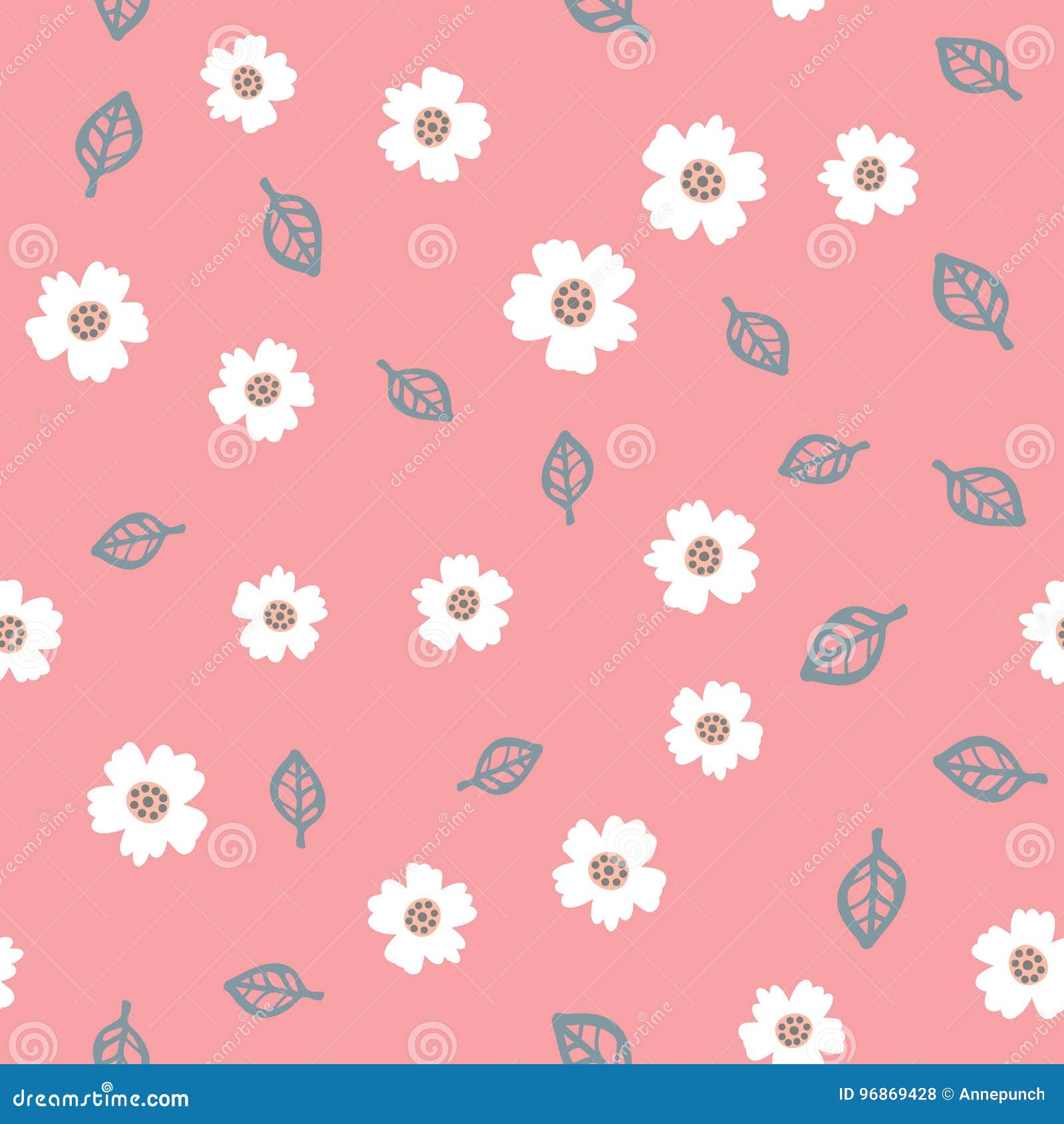 Repeating Cute Flowers and Outlines of Leaves. Cartoon Seamless Pattern ... Repeating Cute Flowers and Outlines of Leaves. Cartoon Seamless Pattern ...