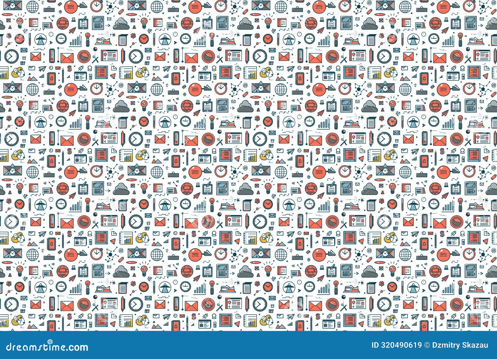Repeating Digital Marketing Pattern with Icons and Symbols Stock Image ...