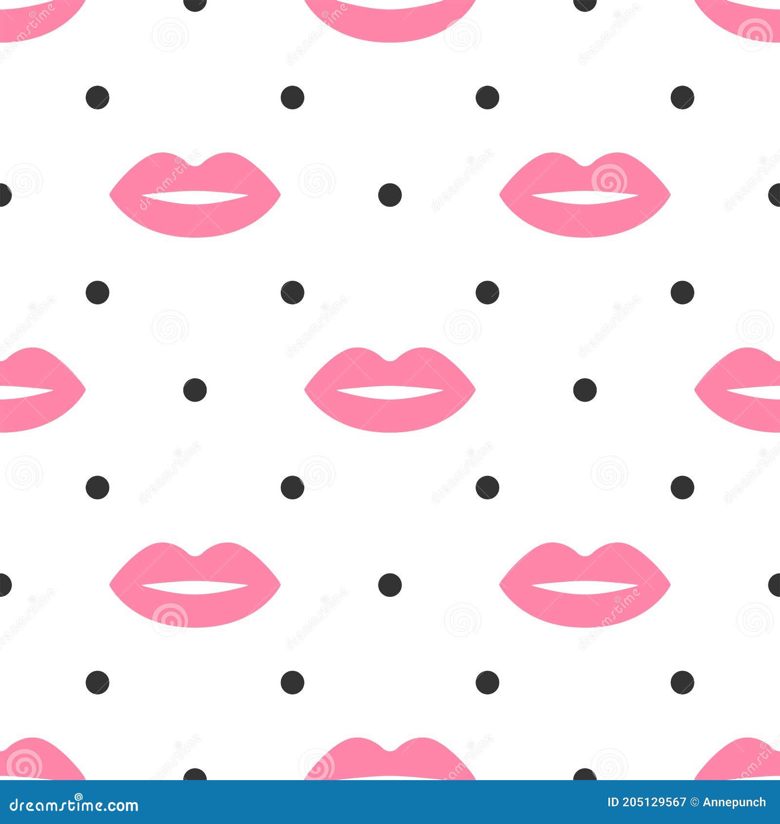 Repeating Female Lips and Polka Dot. Cute Seamless Pattern Stock Vector ...