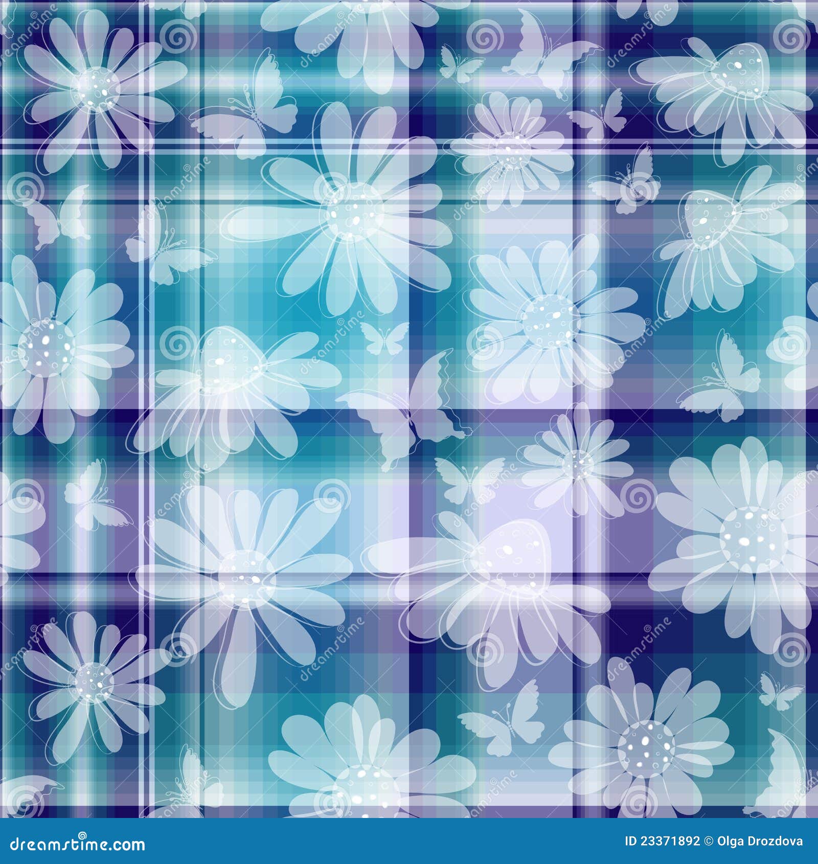 Repeating Floral Checkered Pattern Stock Vector - Illustration of ...