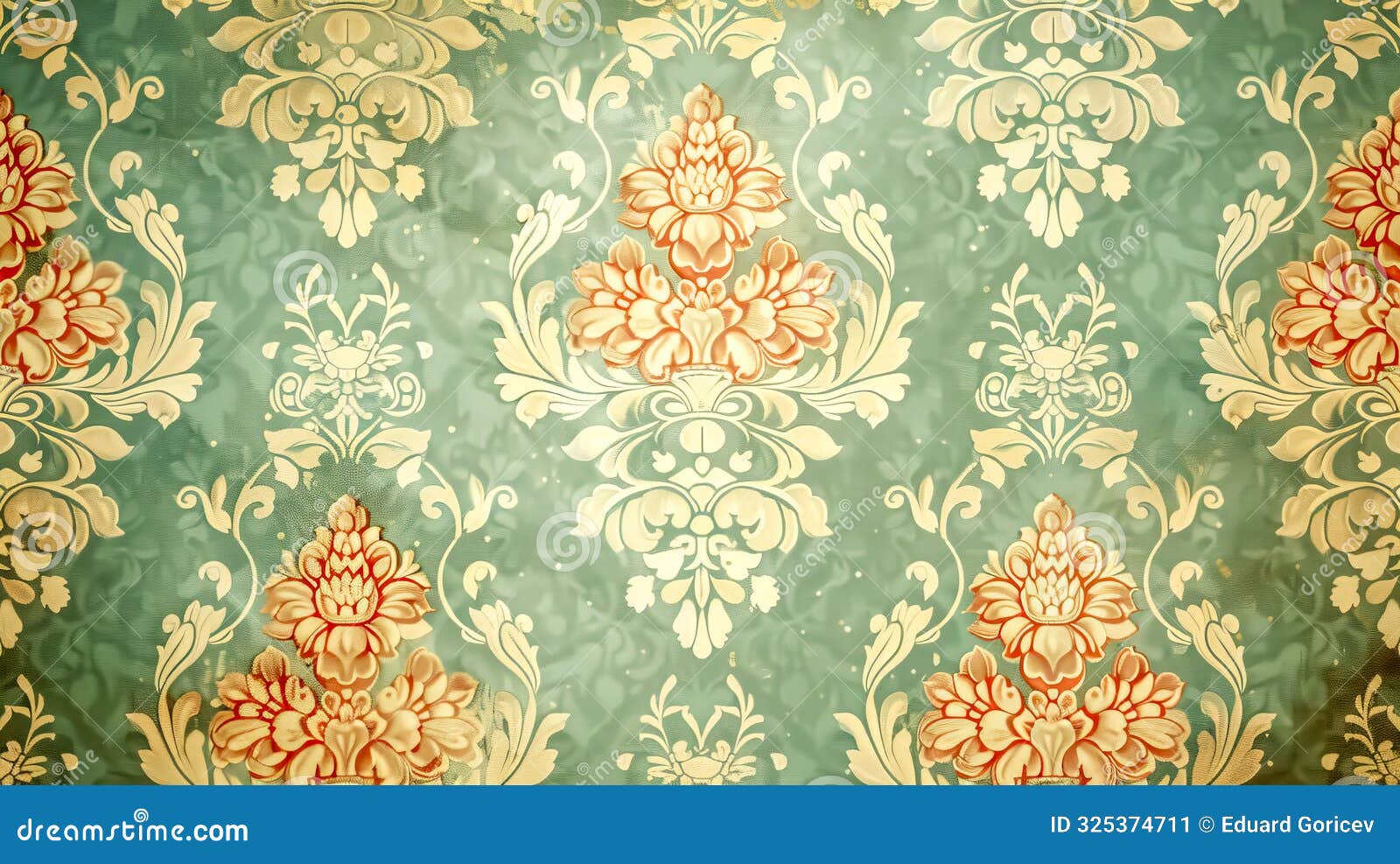 Seamless Floral Damask Pattern Repeating on Wallpaper Surface Stock ...