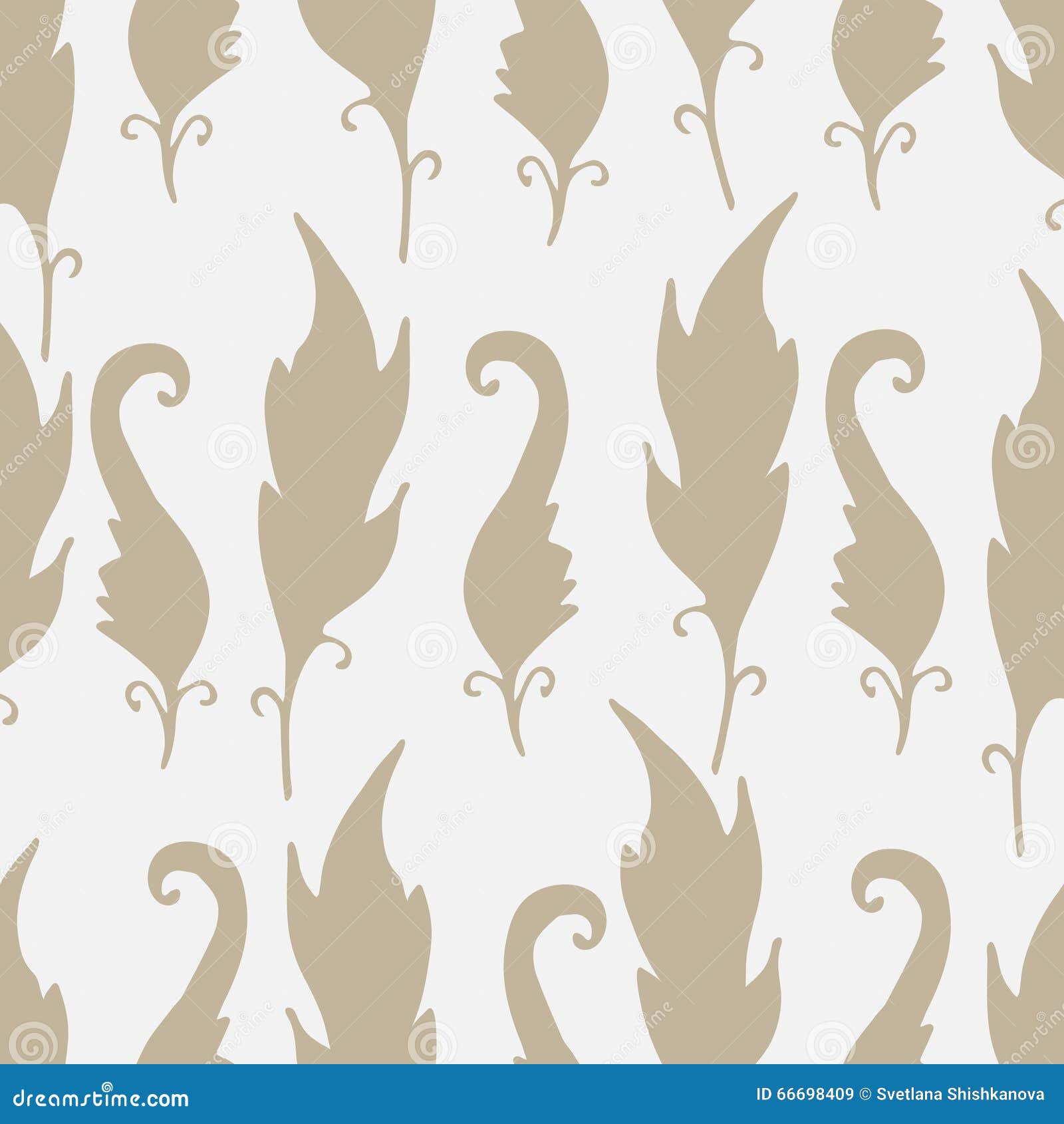 Repeating Floral and Feather Pattern. Seamless Texture with Leaves ...