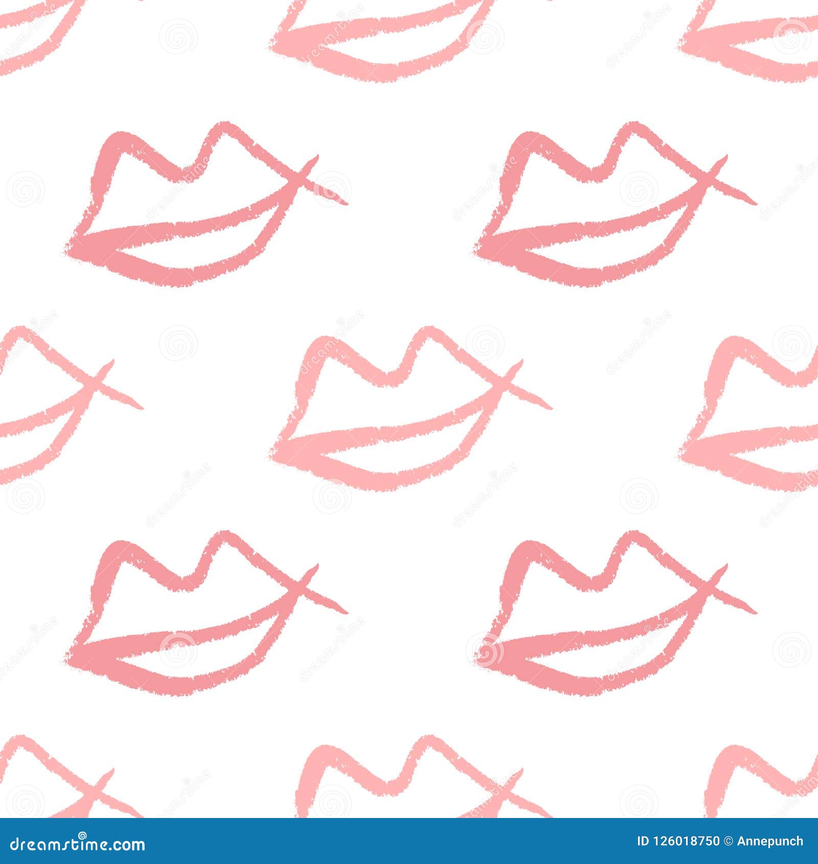 Repeating Outlines Of Lips Drawn By Hand With Rough Brush. Cute ... Repeating Outlines Of Lips Drawn By Hand With Rough Brush. Cute ...