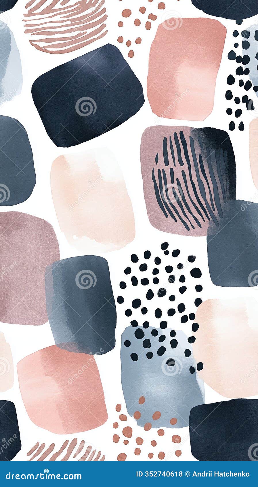 Repeating Pattern of Abstract Watercolor Brush Strokes in Muted Tones ...