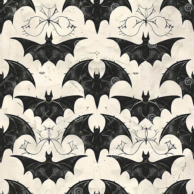 Repeating Pattern, Bat, Gothic, Beige, Seamless Tile Stock Illustration ...