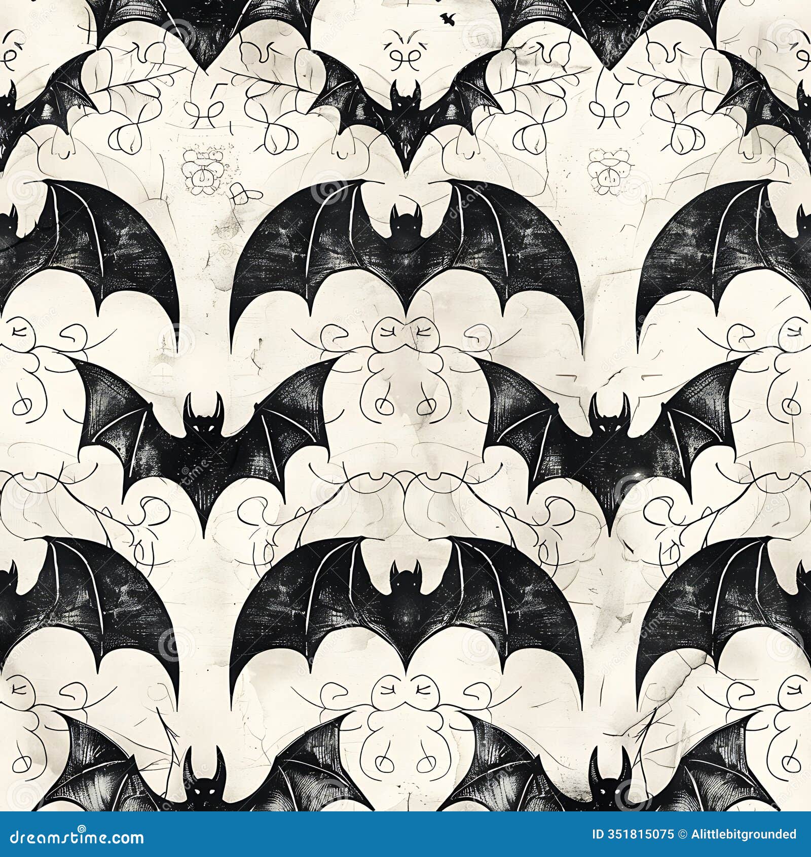 Repeating Pattern, Bat, Gothic, Beige, Seamless Tile Stock Illustration ...