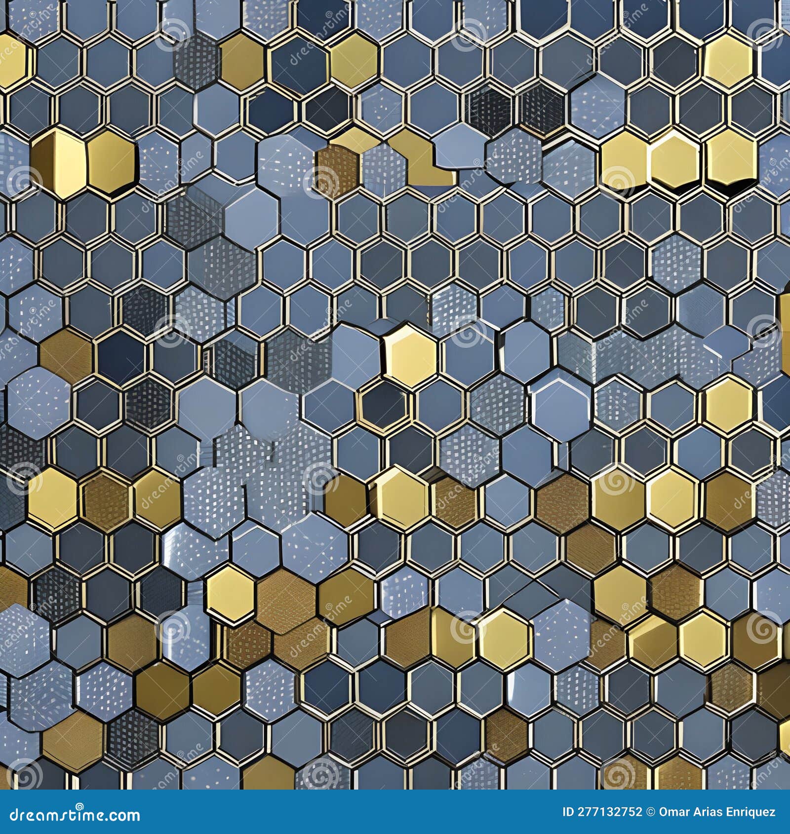 A Repeating Pattern of Hexagons and Circles in Shades of Silver and ...