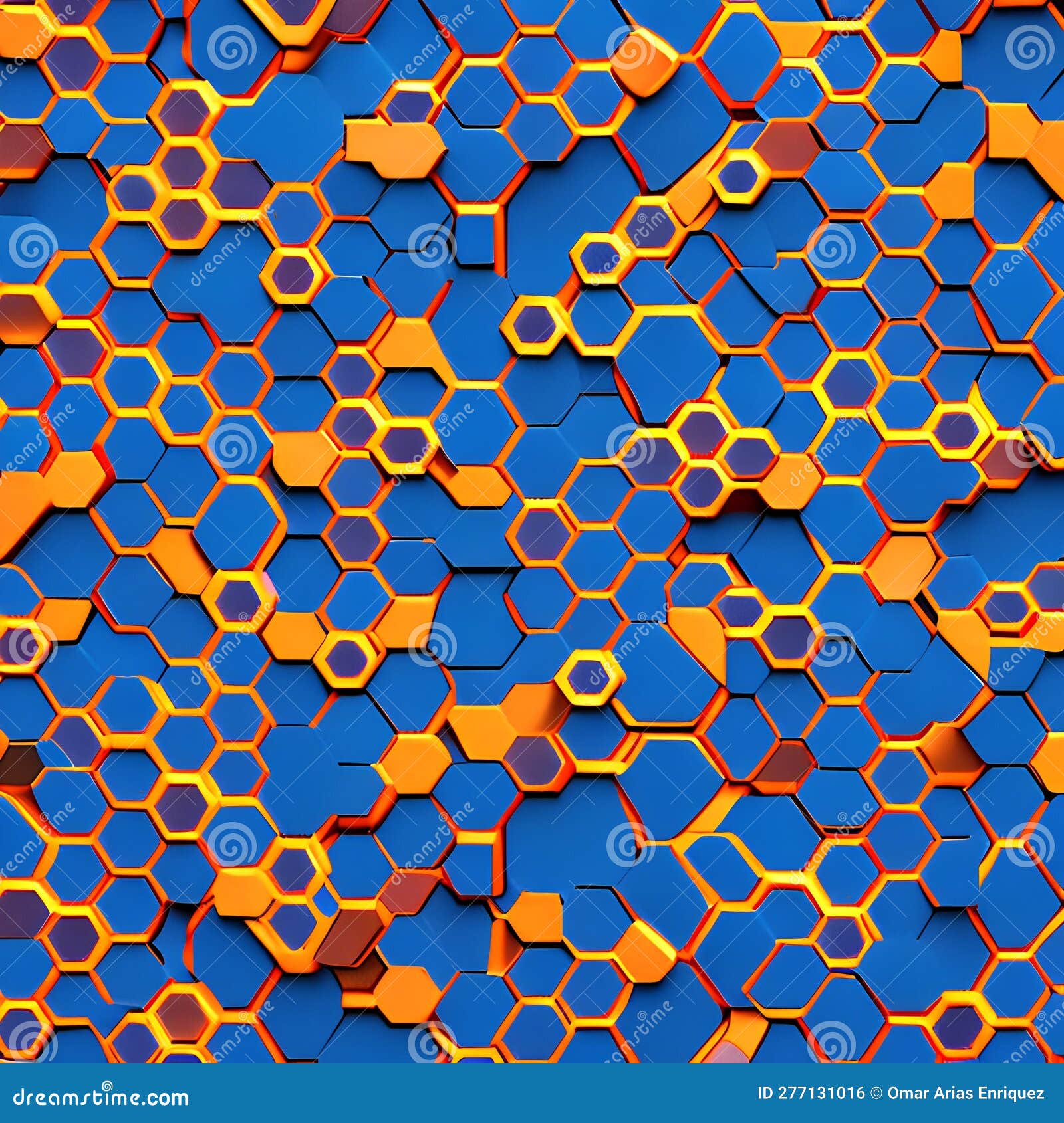 A Repeating Pattern of Interlocking Hexagons in Shades of Orange and ...
