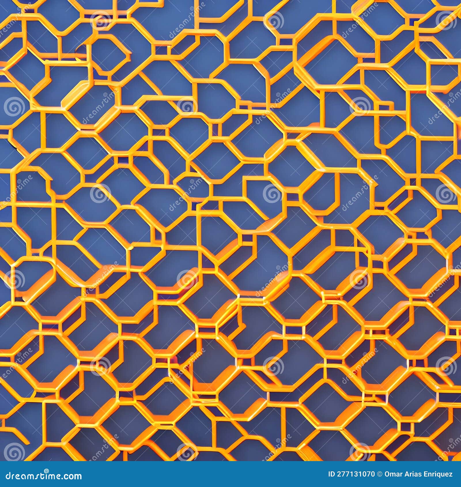 A Repeating Pattern of Interlocking Hexagons in Shades of Orange and ...
