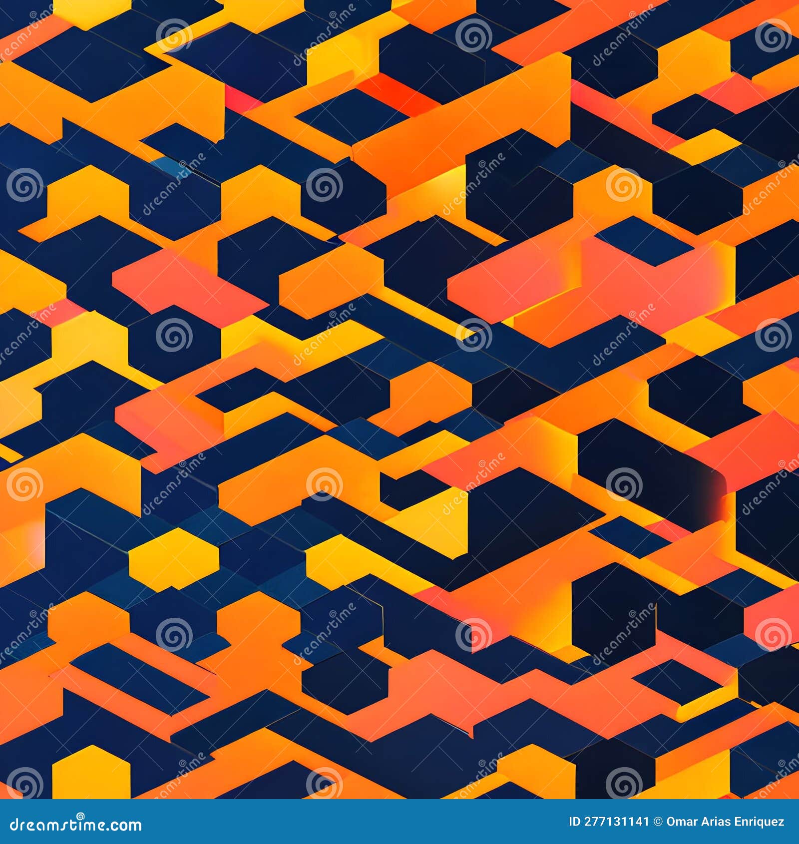 A Repeating Pattern of Interlocking Hexagons in Shades of Orange and ...