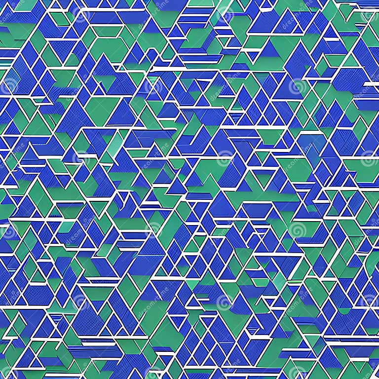 A Repeating Pattern of Interlocking Triangles in Shades of Blue and ...