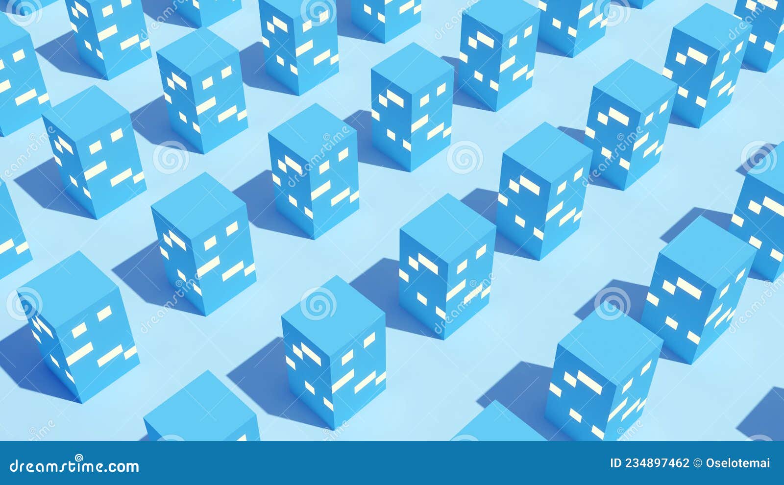 Repeating Pattern Of An Office Building On A Blue Background Stock ...