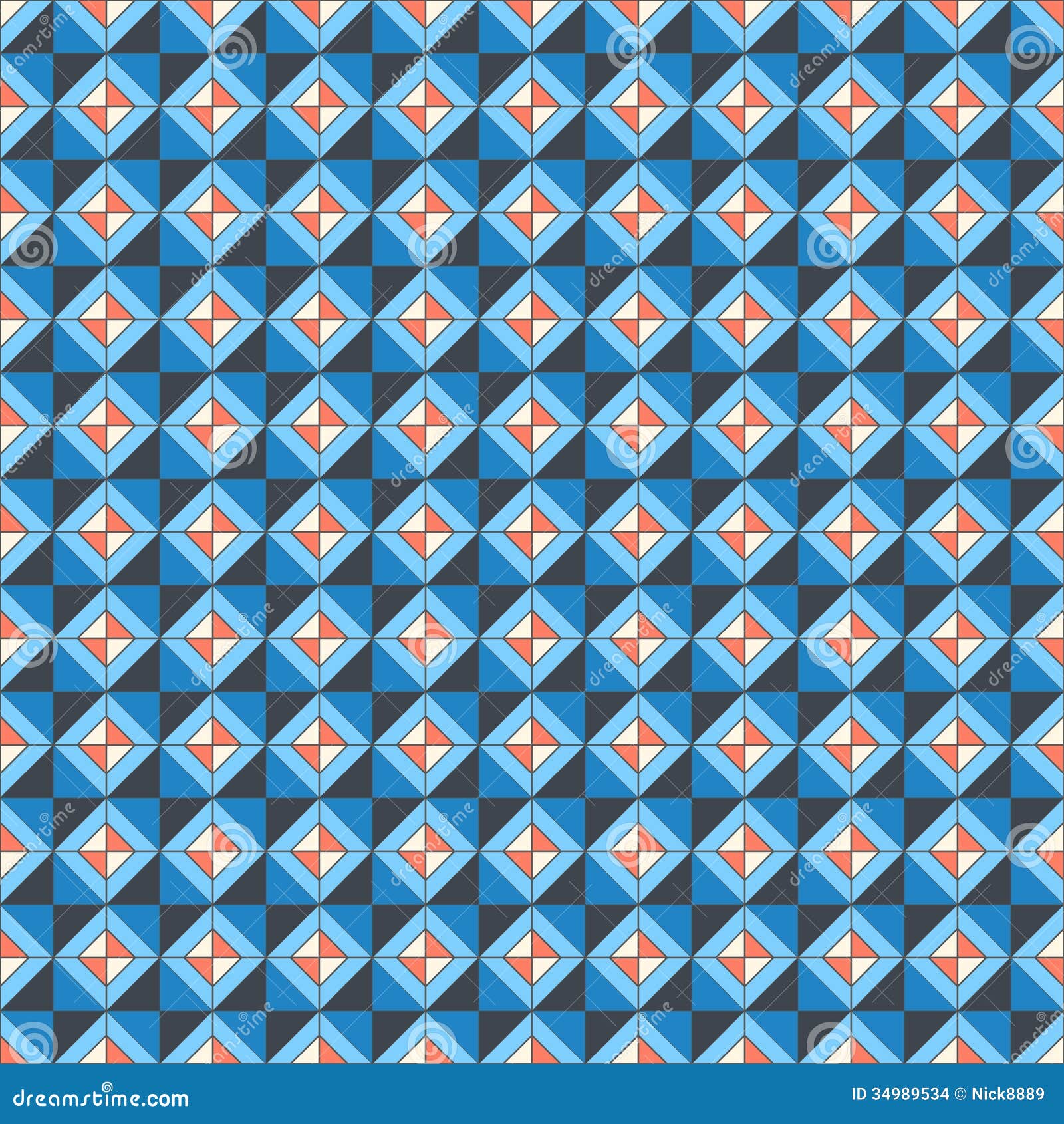 Repeating Pattern Orange Blue Stock Vector - Illustration of vector ...
