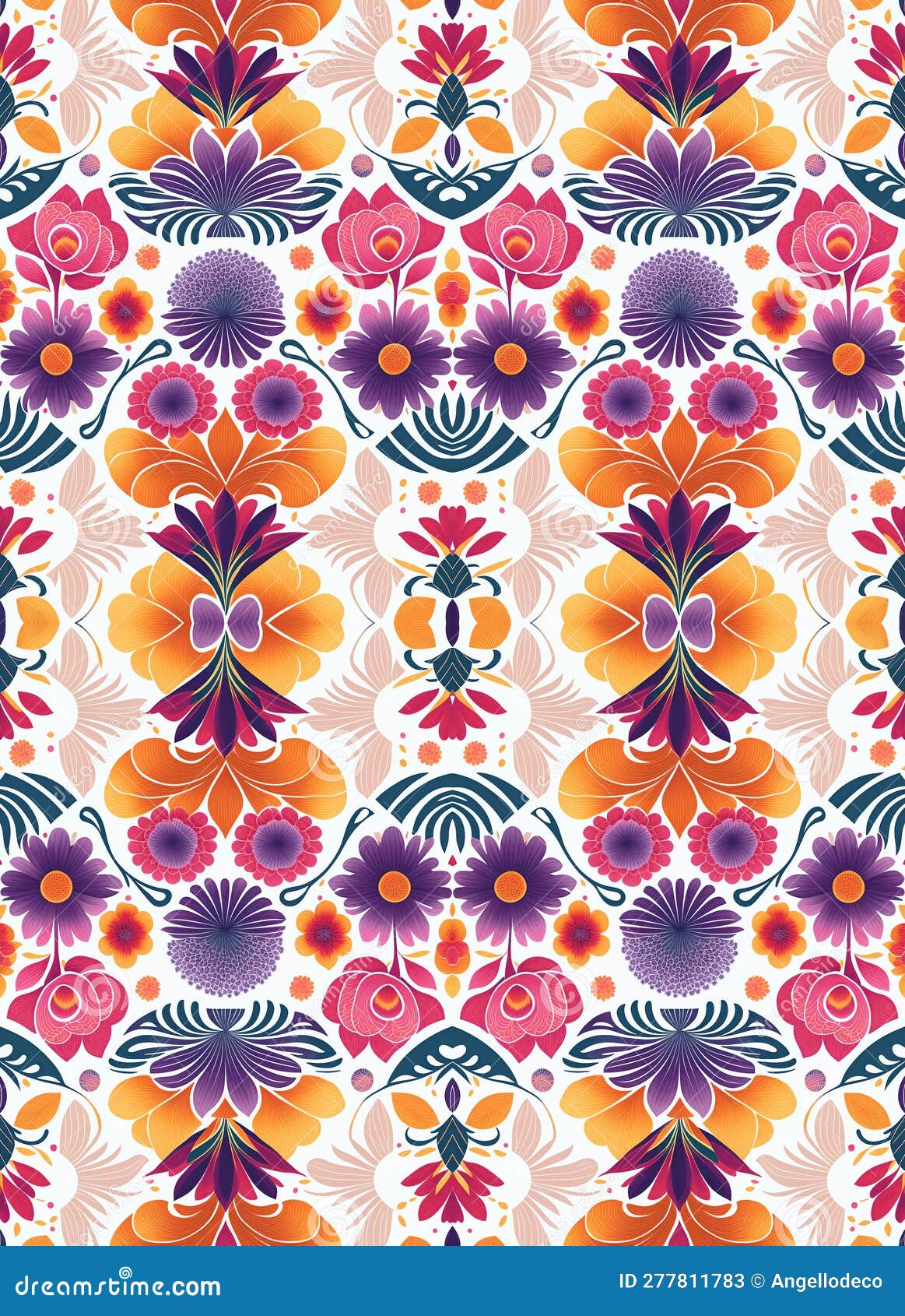 Repeating Pattern of a Psychedelic Style Flower Background. Generative ...