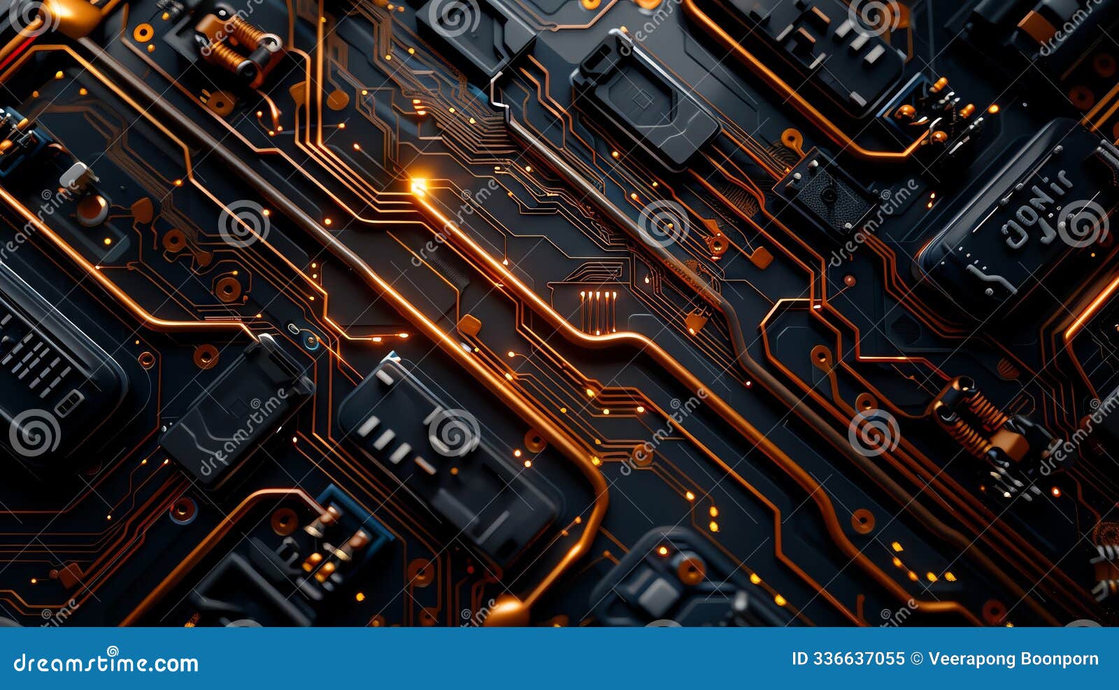 A Repeating Pattern of Robotic Circuit Boards and Wiring, Showcasing AI ...