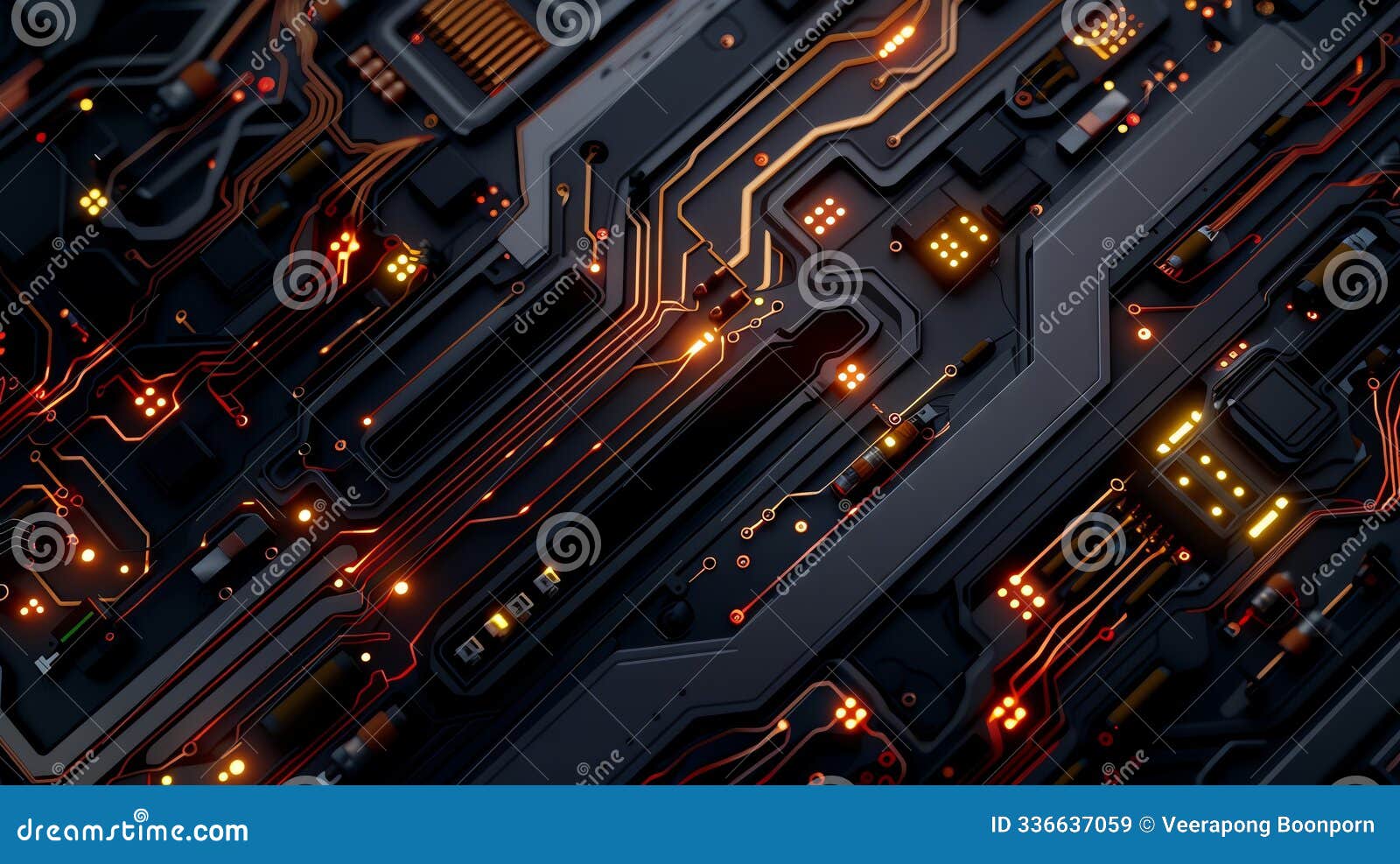 A Repeating Pattern of Robotic Circuit Boards and Wiring, Showcasing AI ...
