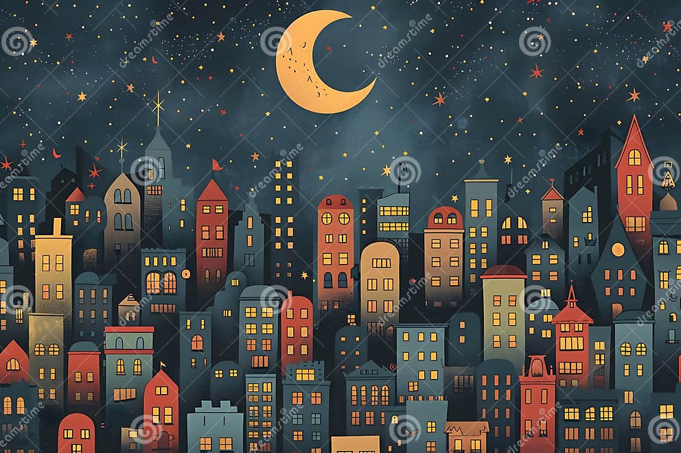 A Repeating Pattern of Simplified Buildings in Different Colors and ...