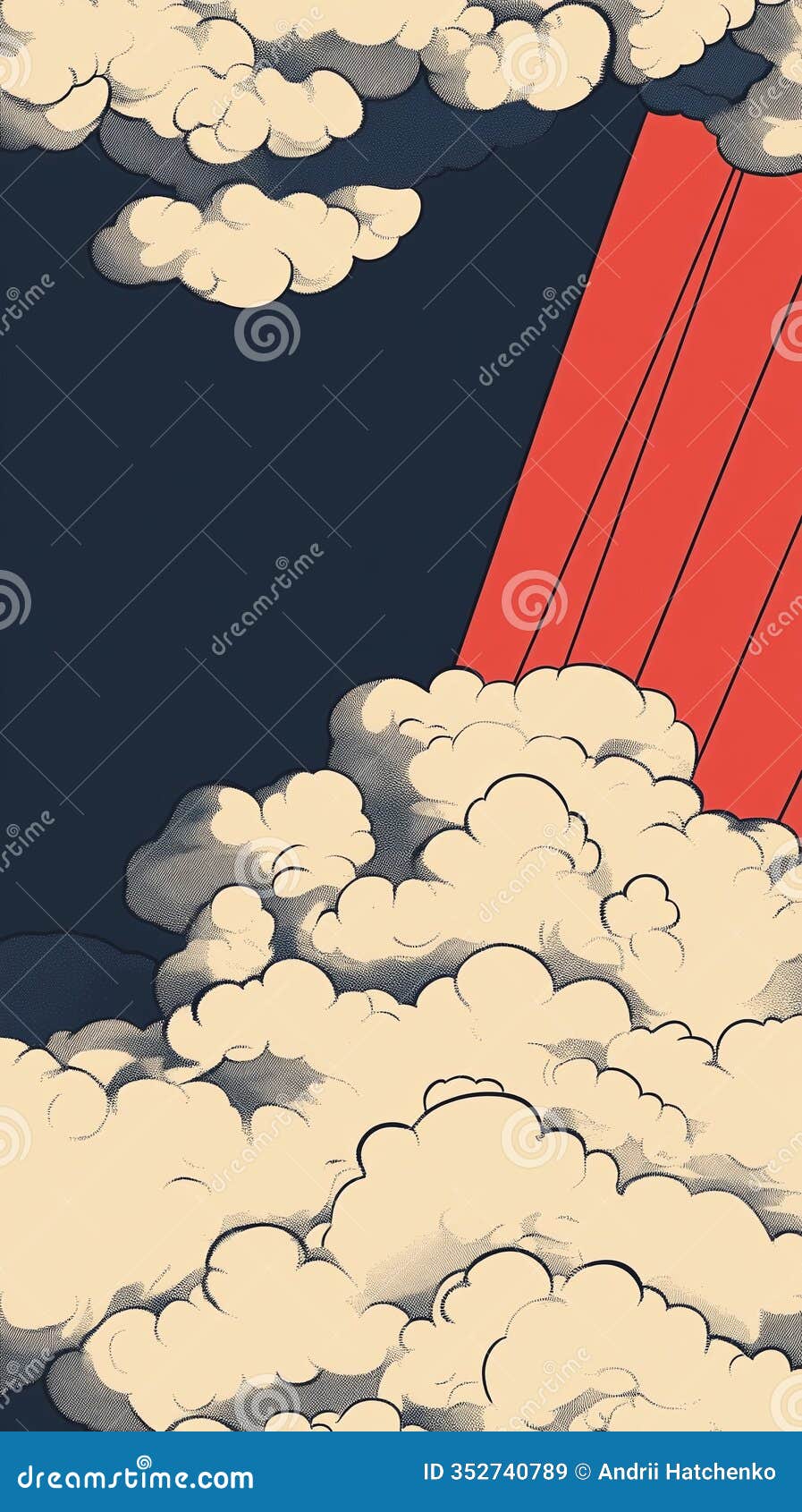 Repeating Pattern of Stylized Clouds and Sun Rays in a Retro Style ...