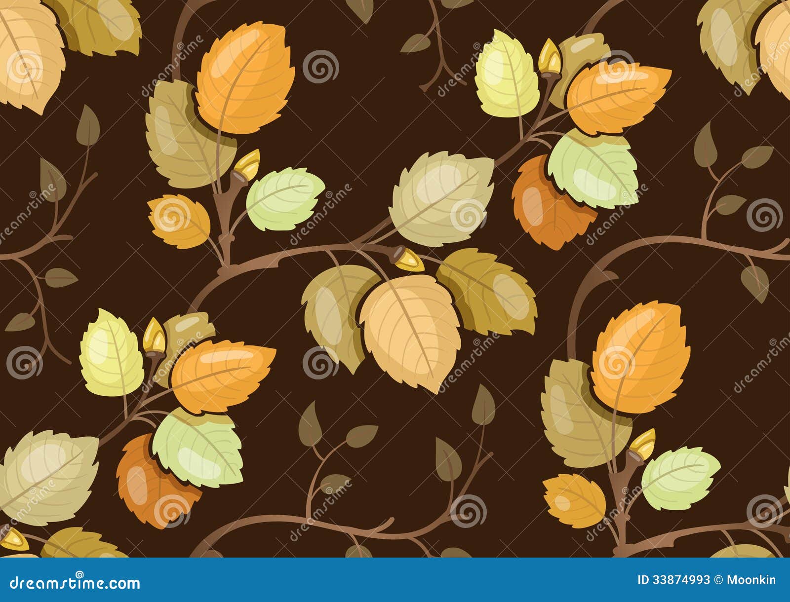 Repeating Pattern with Swirling Autumn Leaves Stock Vector ...